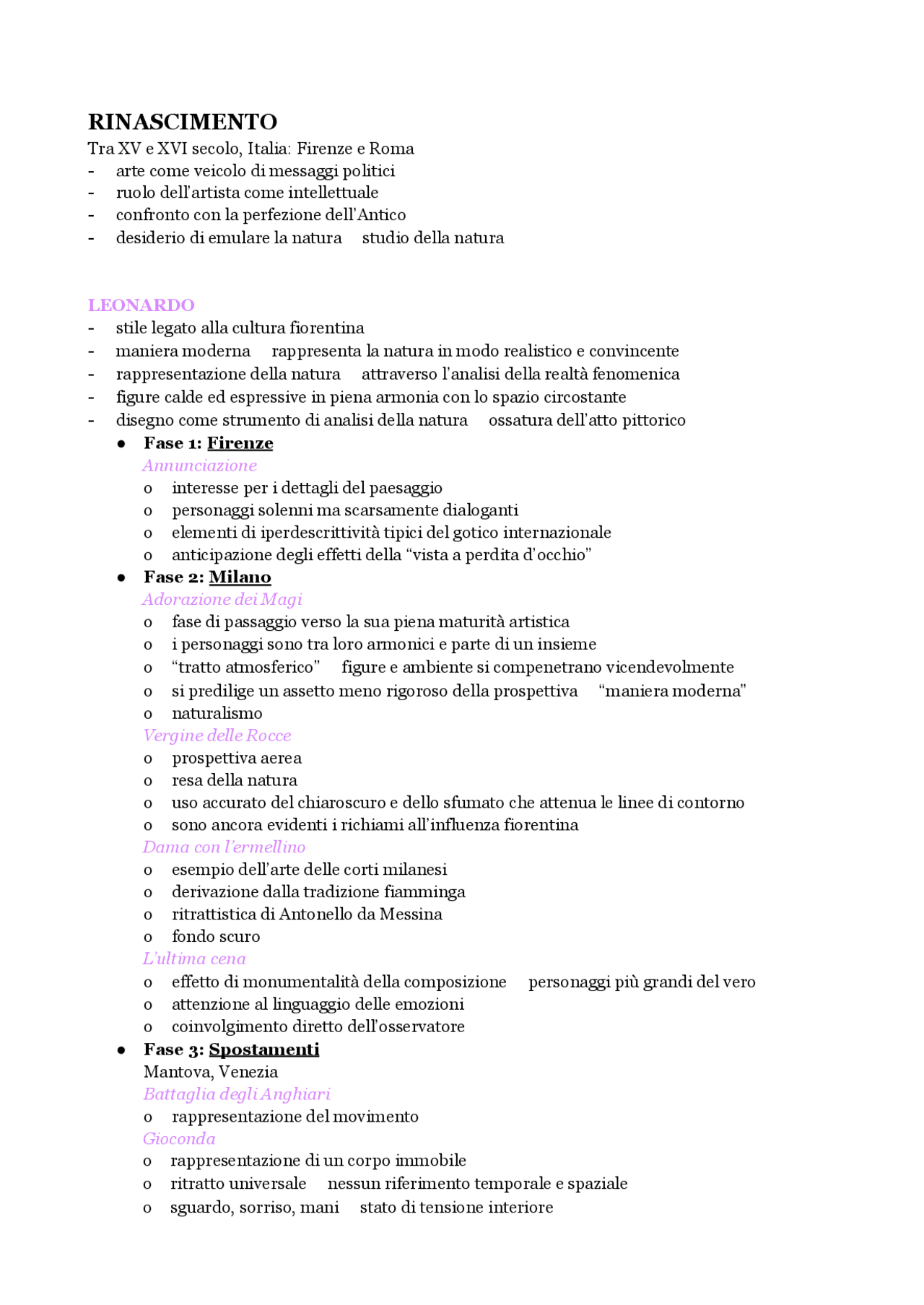 Appunti sull'arte nel periodo rinascimentale | Appunti di Elementi di ...