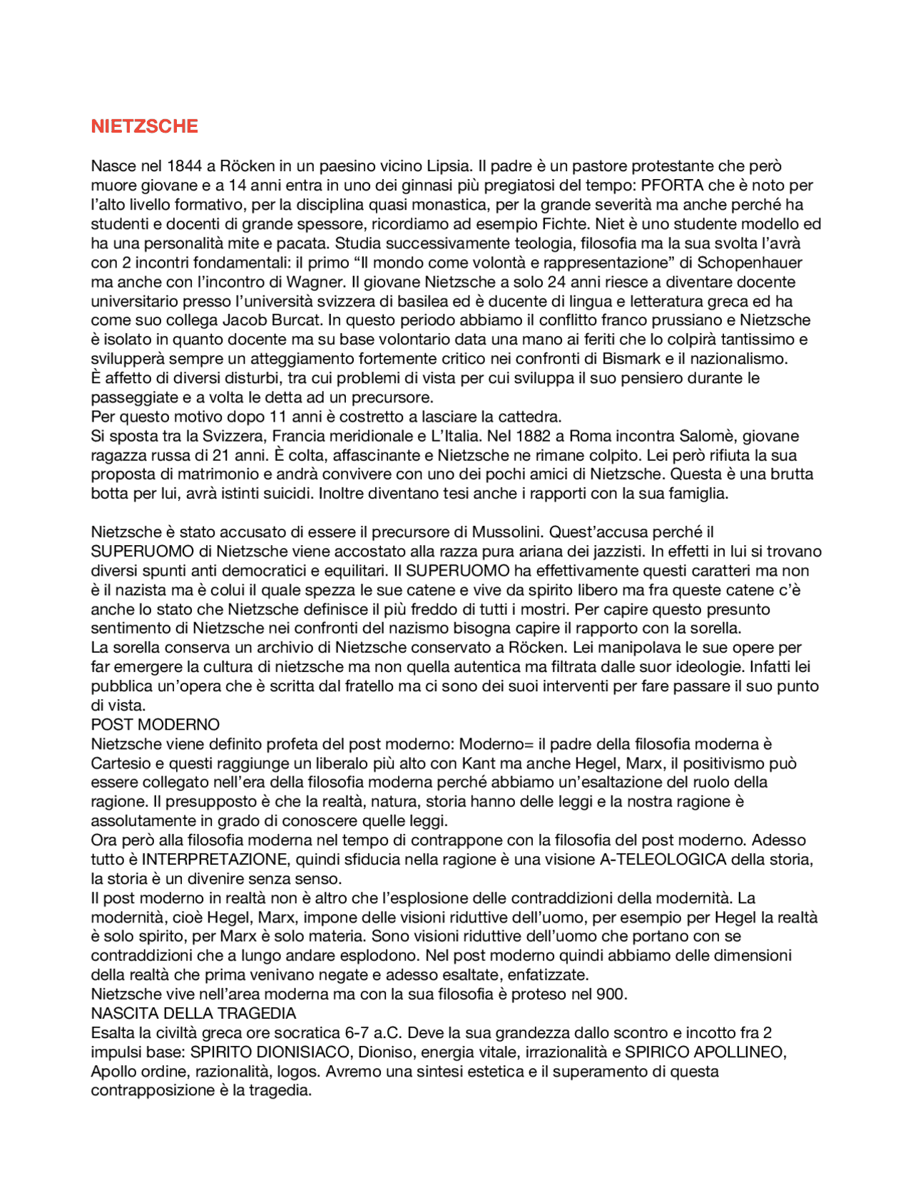 Appunti Filosofo Nietzsche Appunti Di Filosofia Docsity