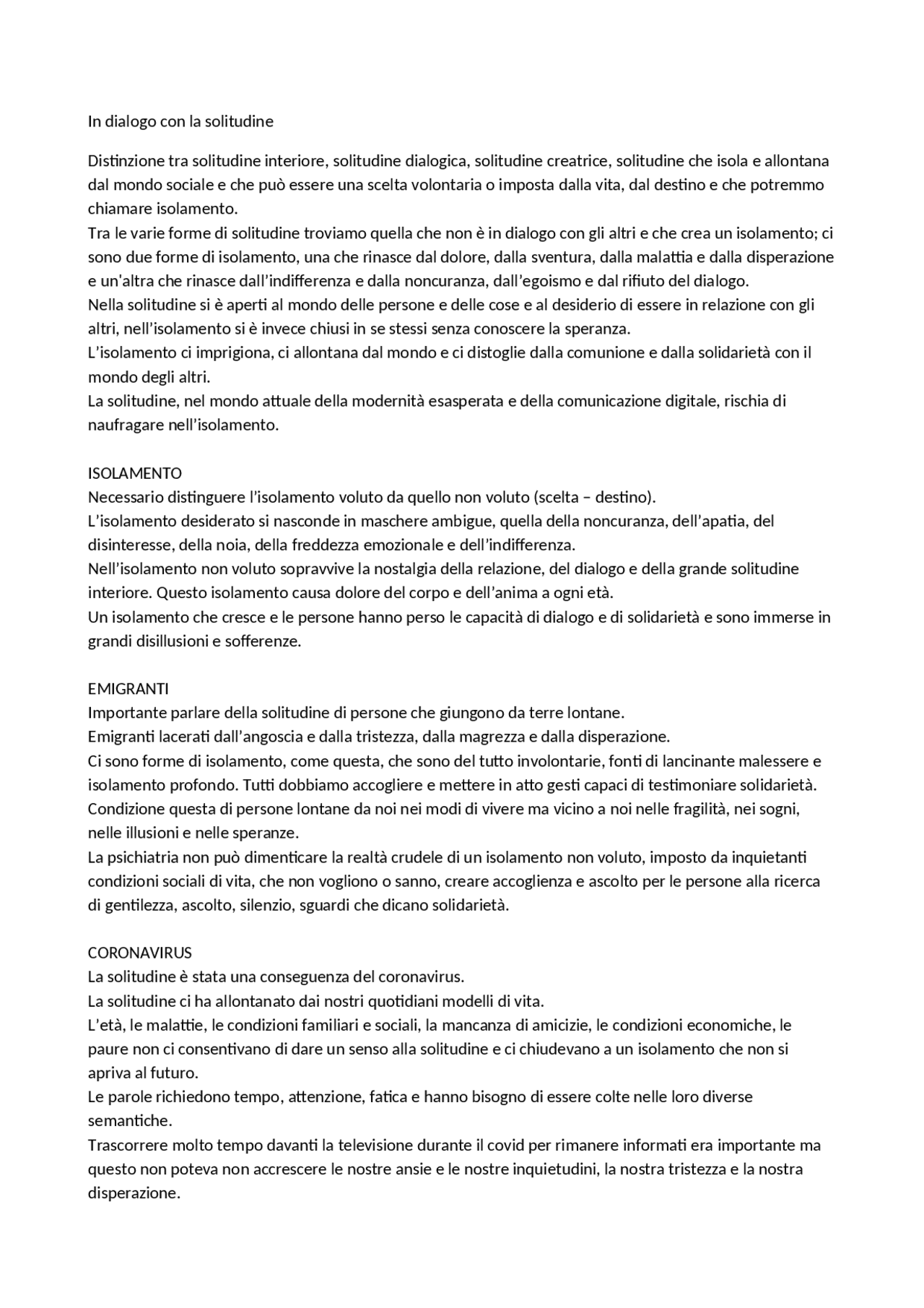 In Dialogo Con La Solitudine Riassunto Schemi E Mappe Concettuali Di
