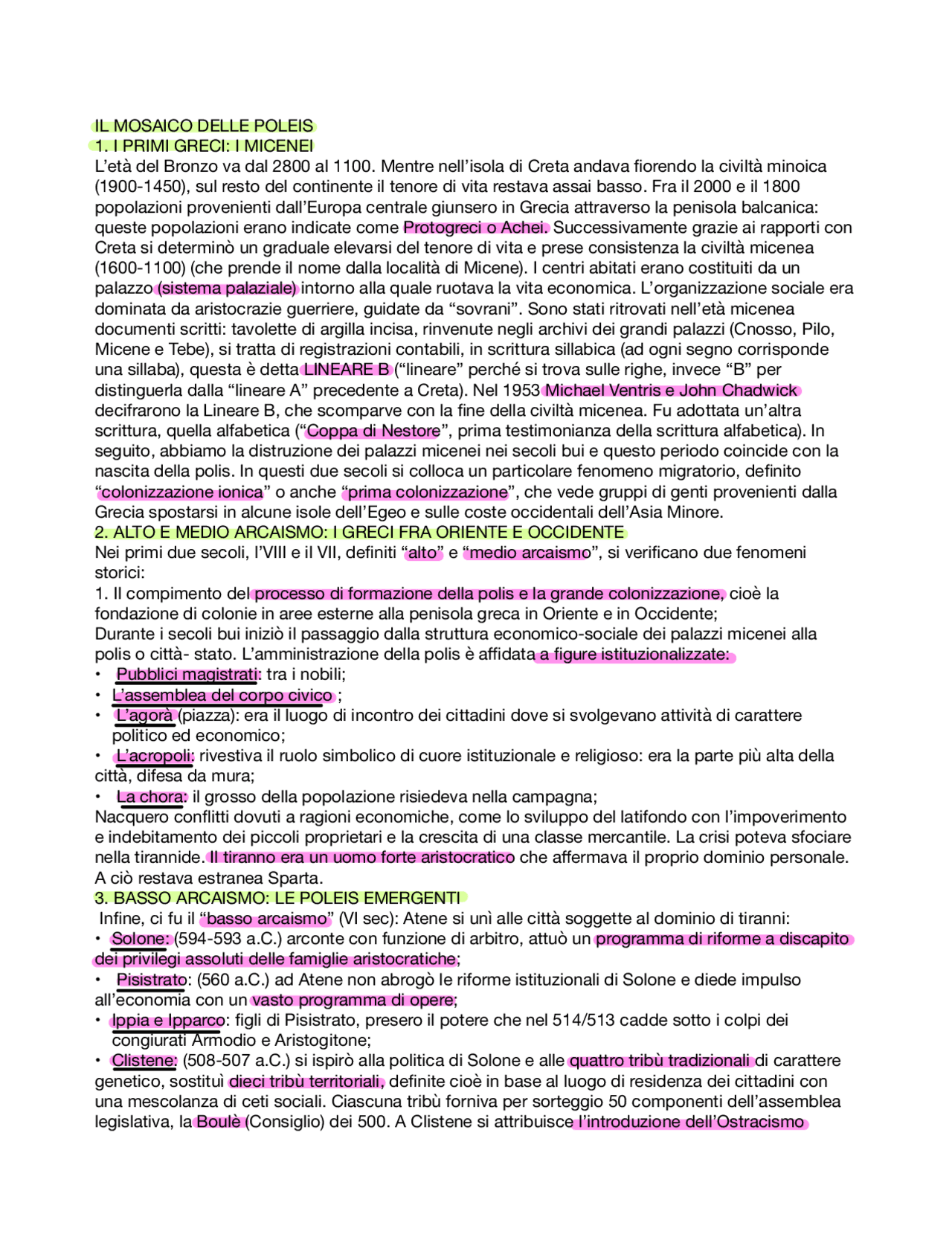 MOSAICO DELLE POLEIS | Schemi e mappe concettuali di Letteratura Greca ...