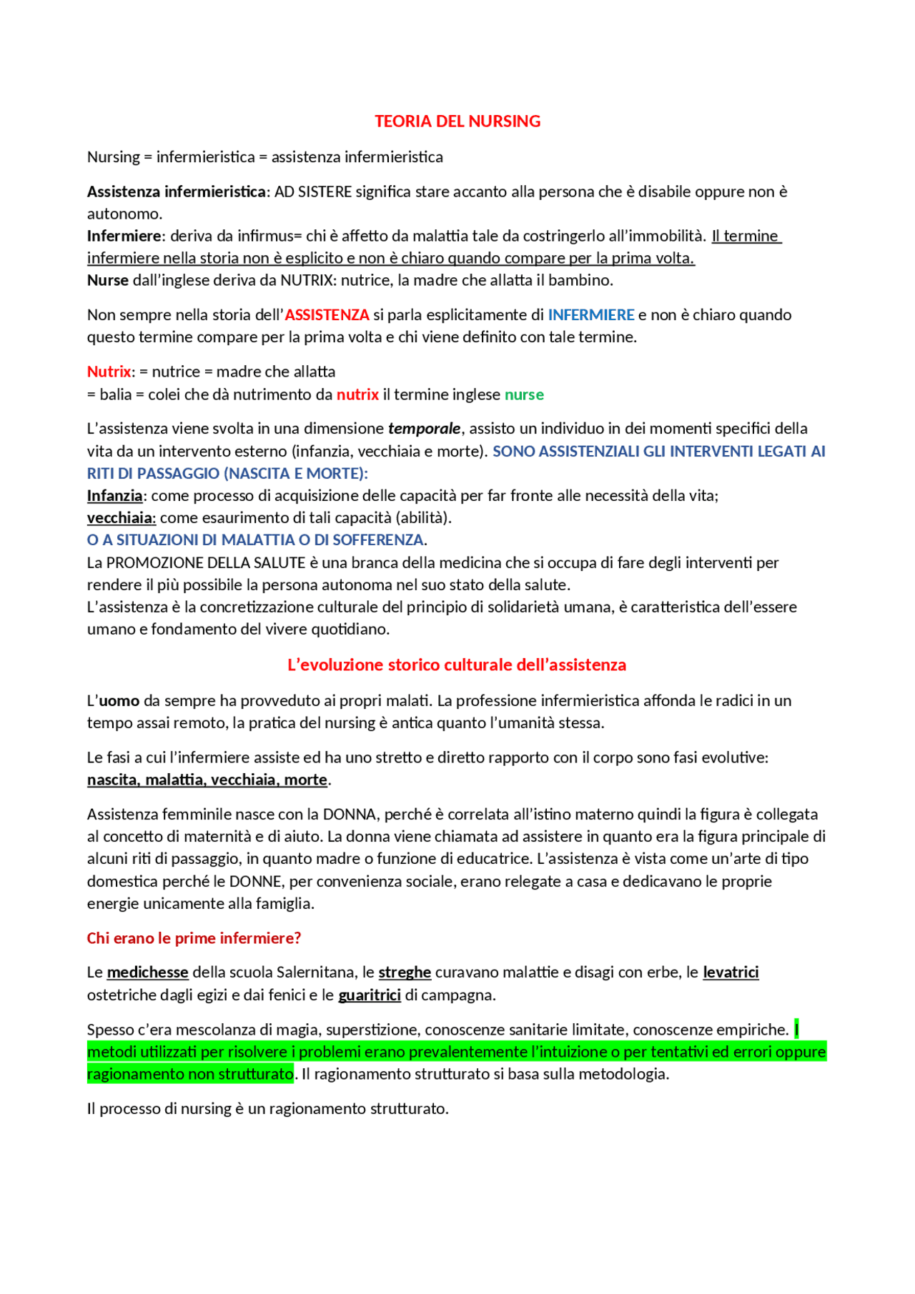 Levoluzione Infermieristica Appunti Di Infermieristica Docsity