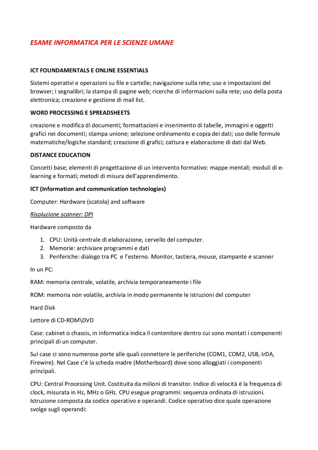 Informatica Per Le Scienze Umane Appunti Slide Appunti Di Elementi