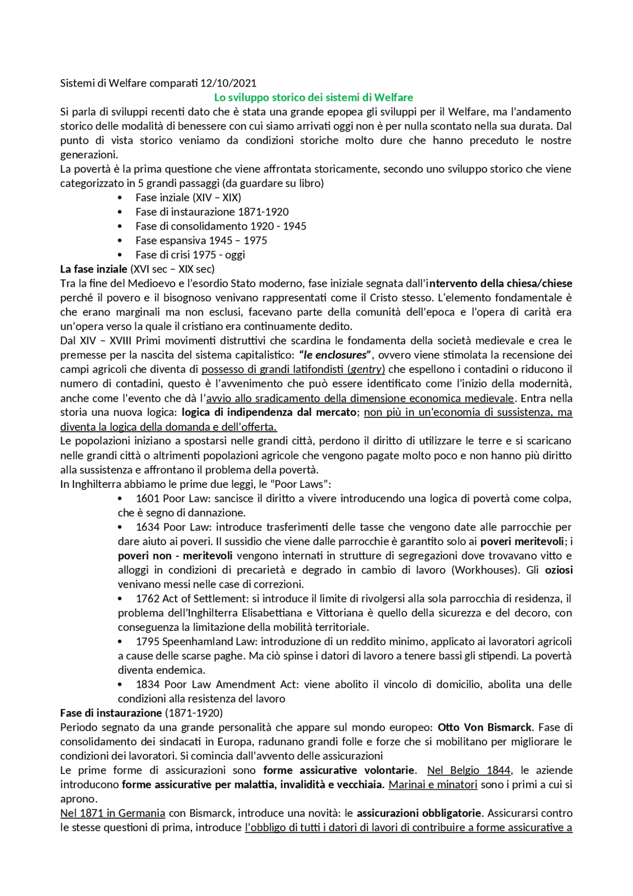 Sviluppo E Modellistica Dei Sistemi Di Welfare Appunti Di Scienze