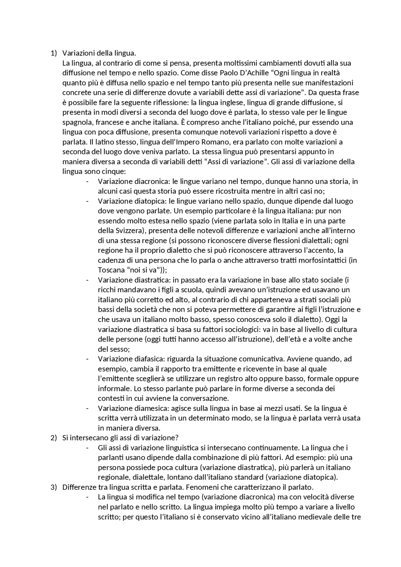 Domande Esame Linguistica Italiana Appunti Di Linguistica Docsity