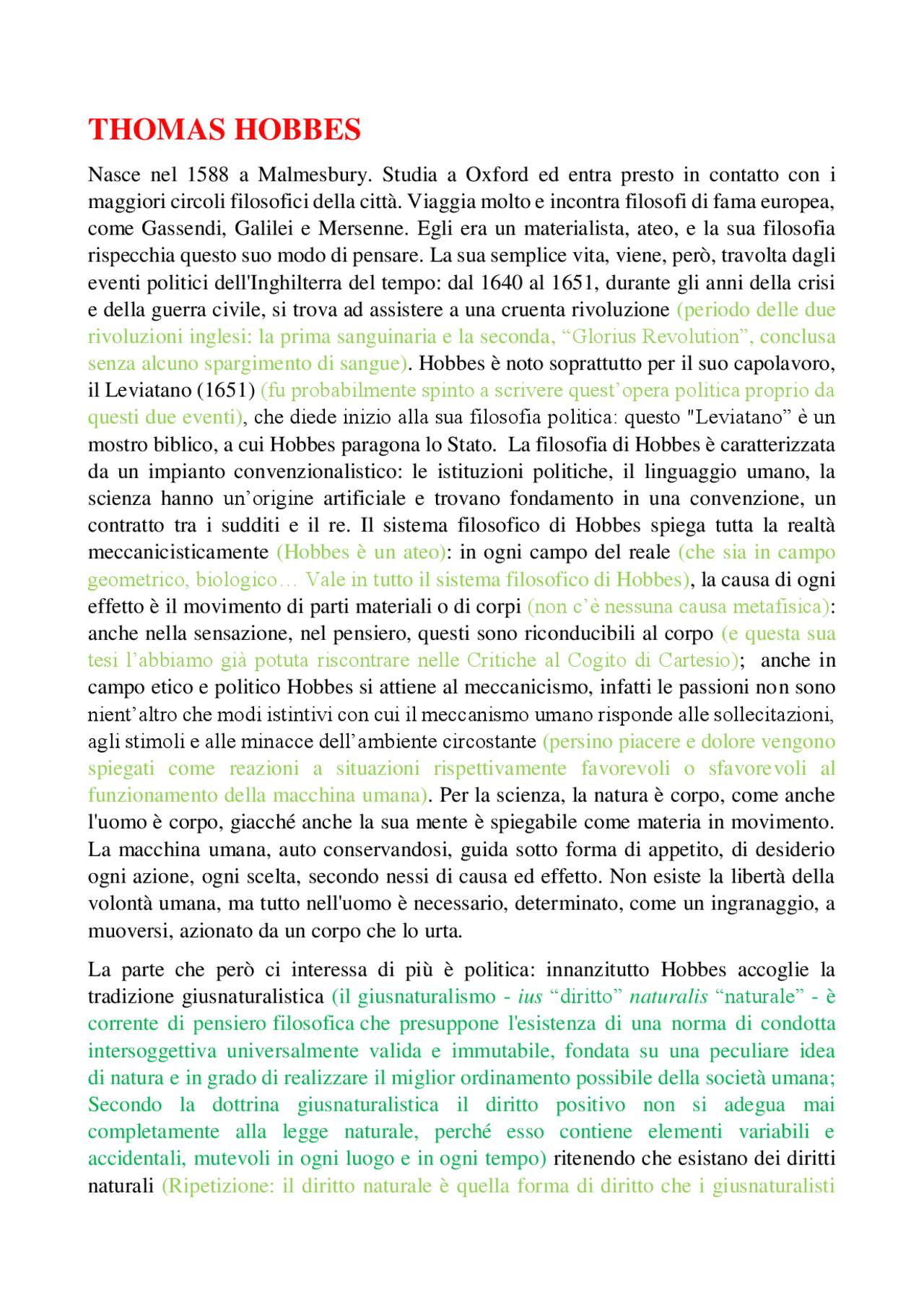 Riassunto Su Thomas Hobbes Appunti Di Filosofia Docsity