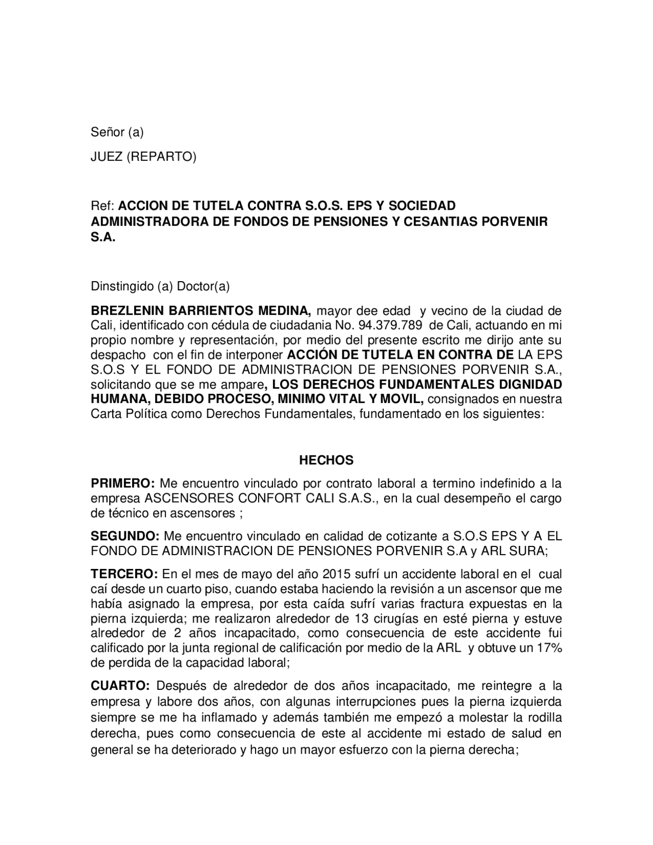 REITERACION DE TUTELA | Ejercicios de Derecho Administrativo | Docsity