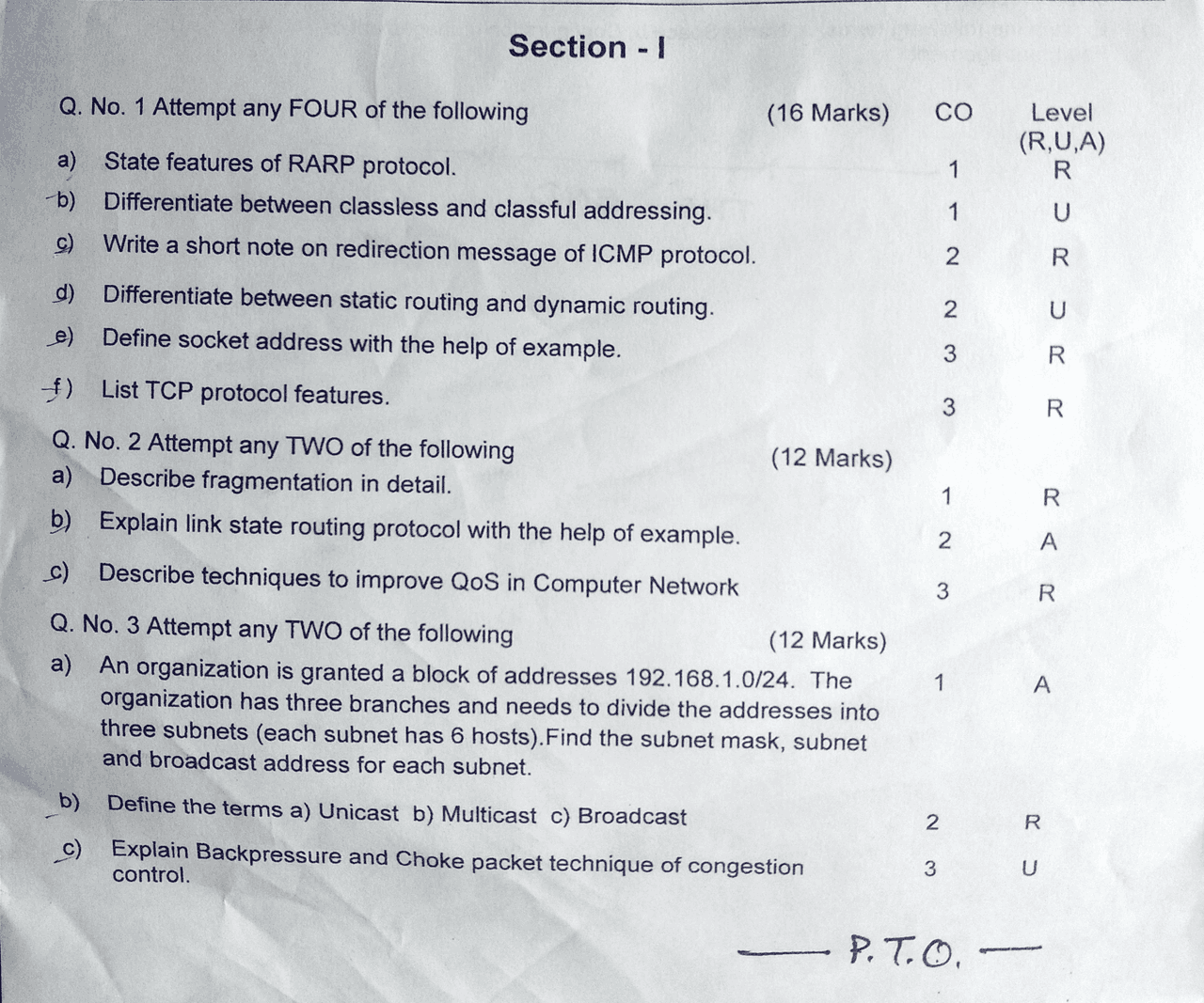 Advanced Computer Network Important Questions Exams Data Communication Systems And Computer