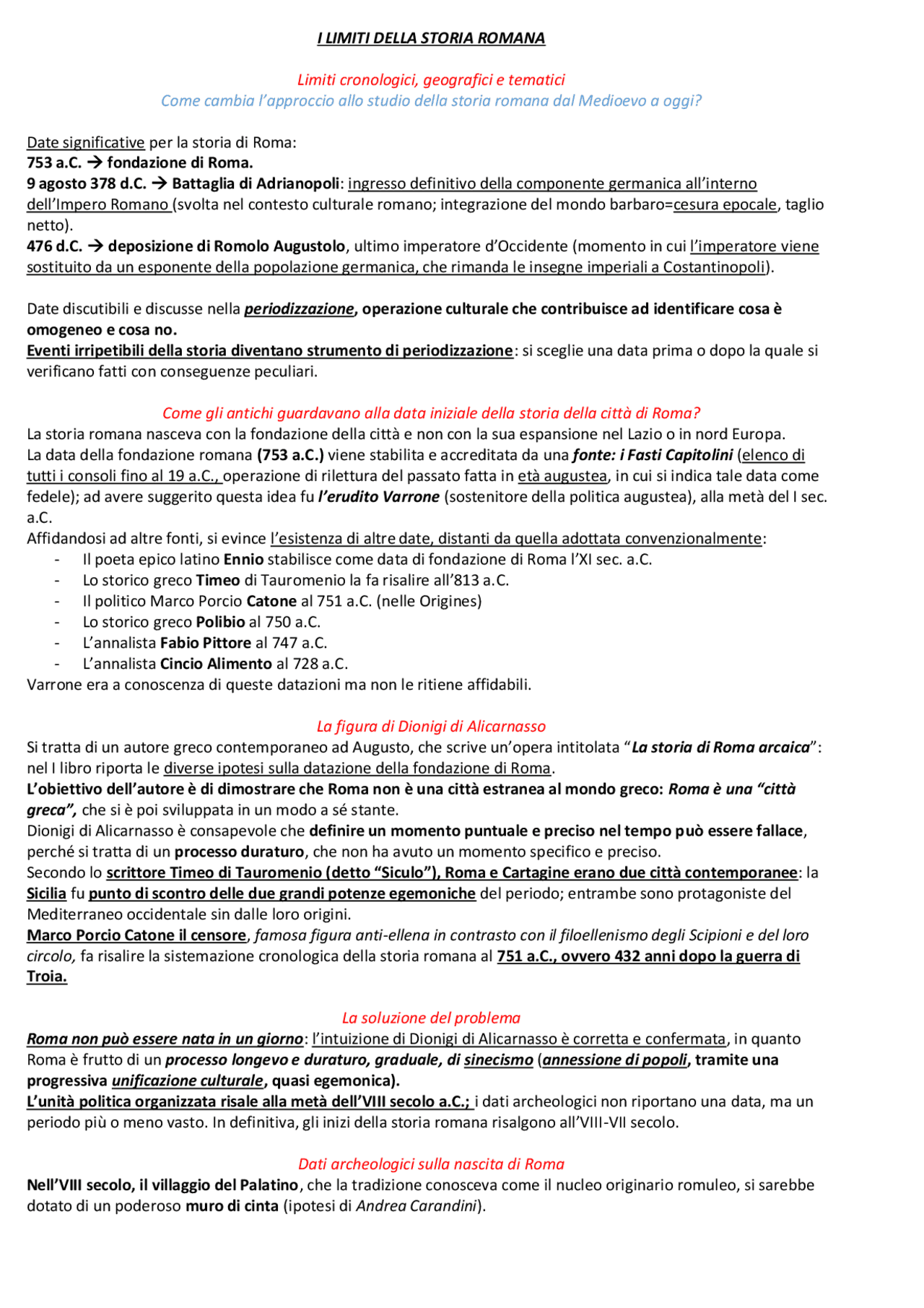 I LIMITI DELLA STORIA ROMANA: COME APPROCCIARSI ALLO STUDIO DELLE FONTI ...