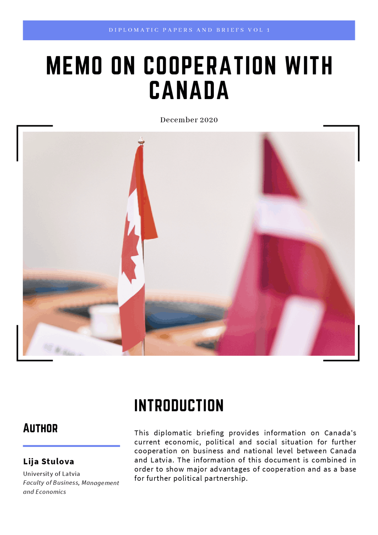 MEMO on Cooperation with Canada | Study Guides, Projects, Research ...