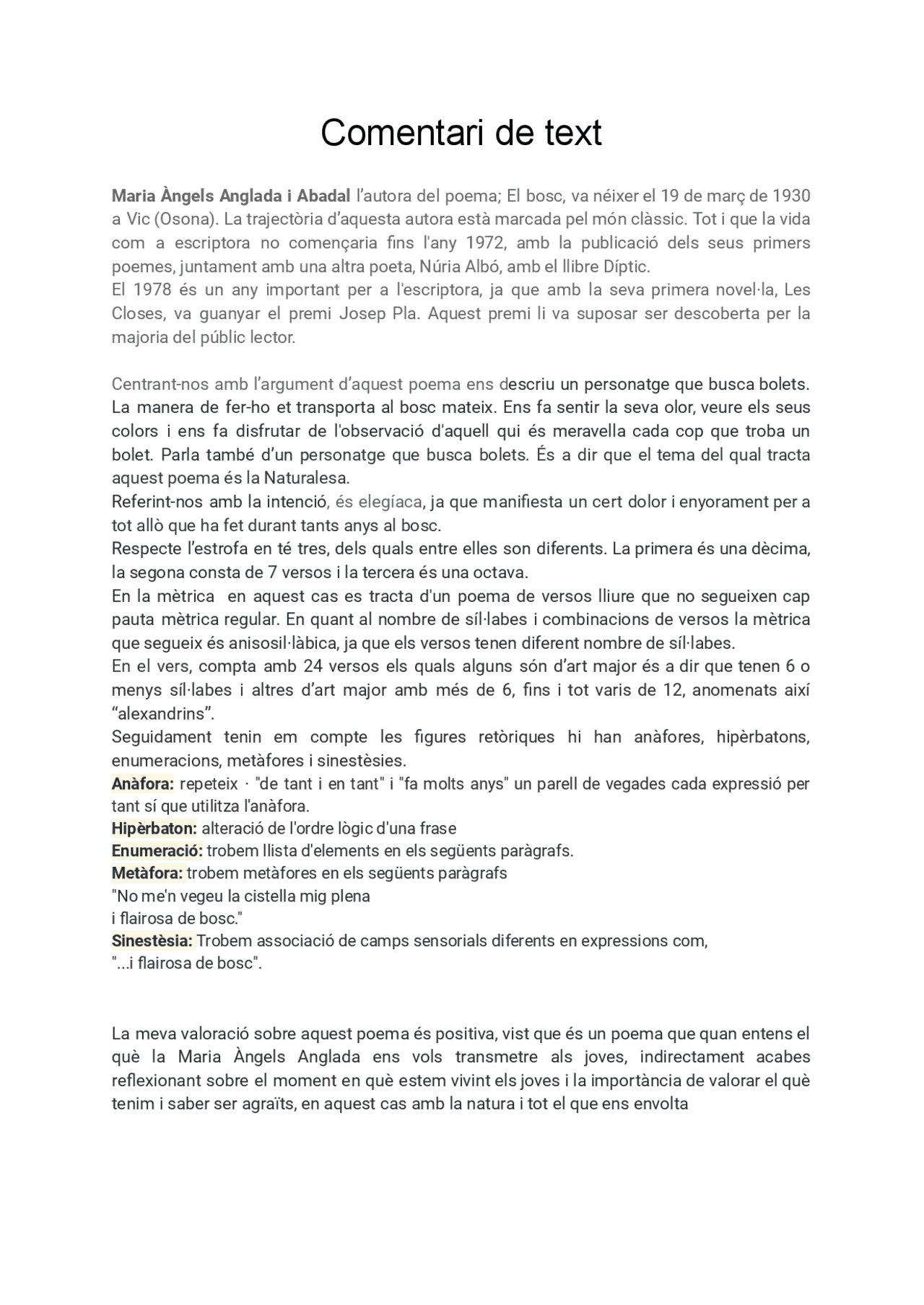 Maria Àngels Anglada | Apuntes de Catalán | Docsity