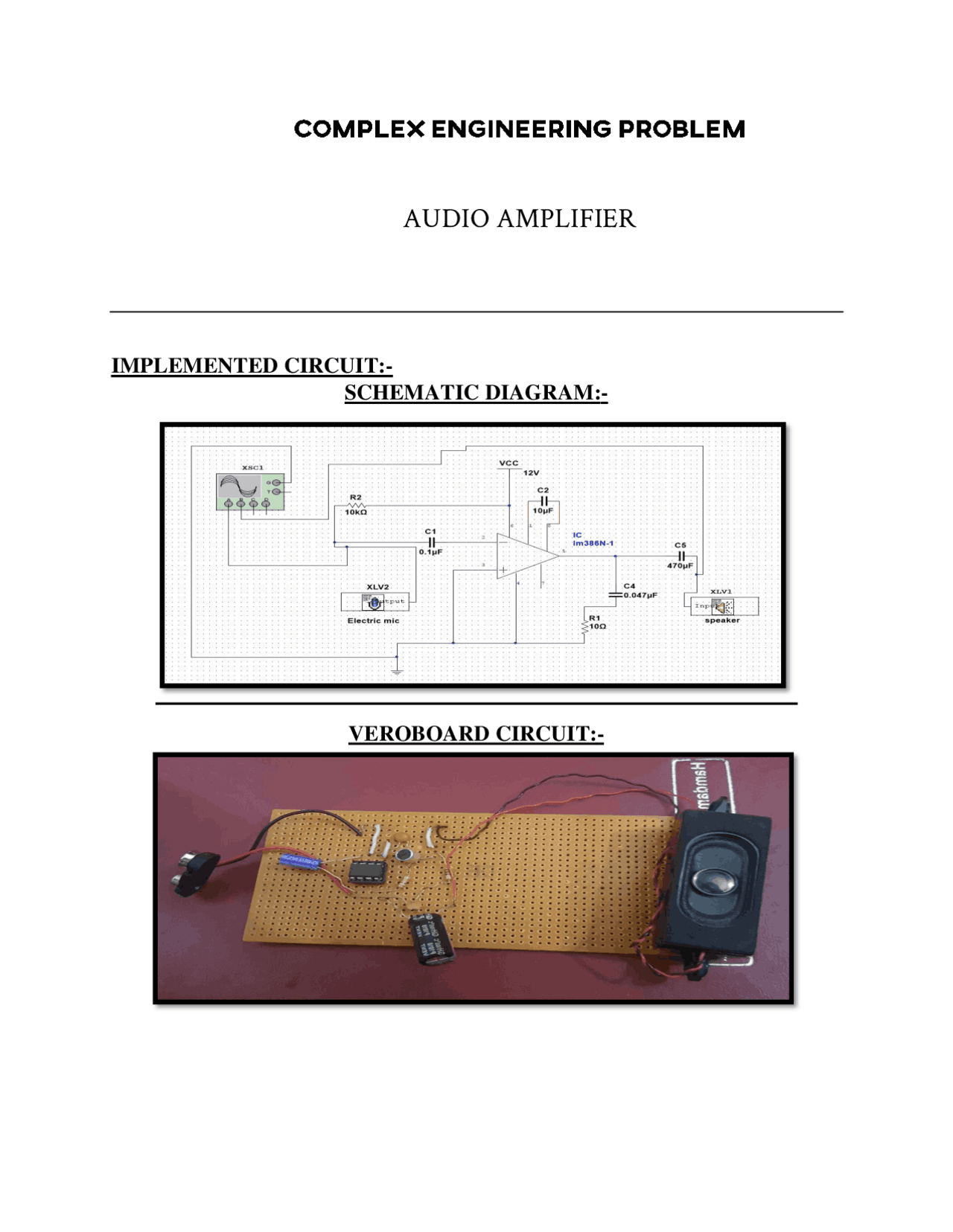 Design An Audio Amplifier Assignments Analog Electronics Docsity