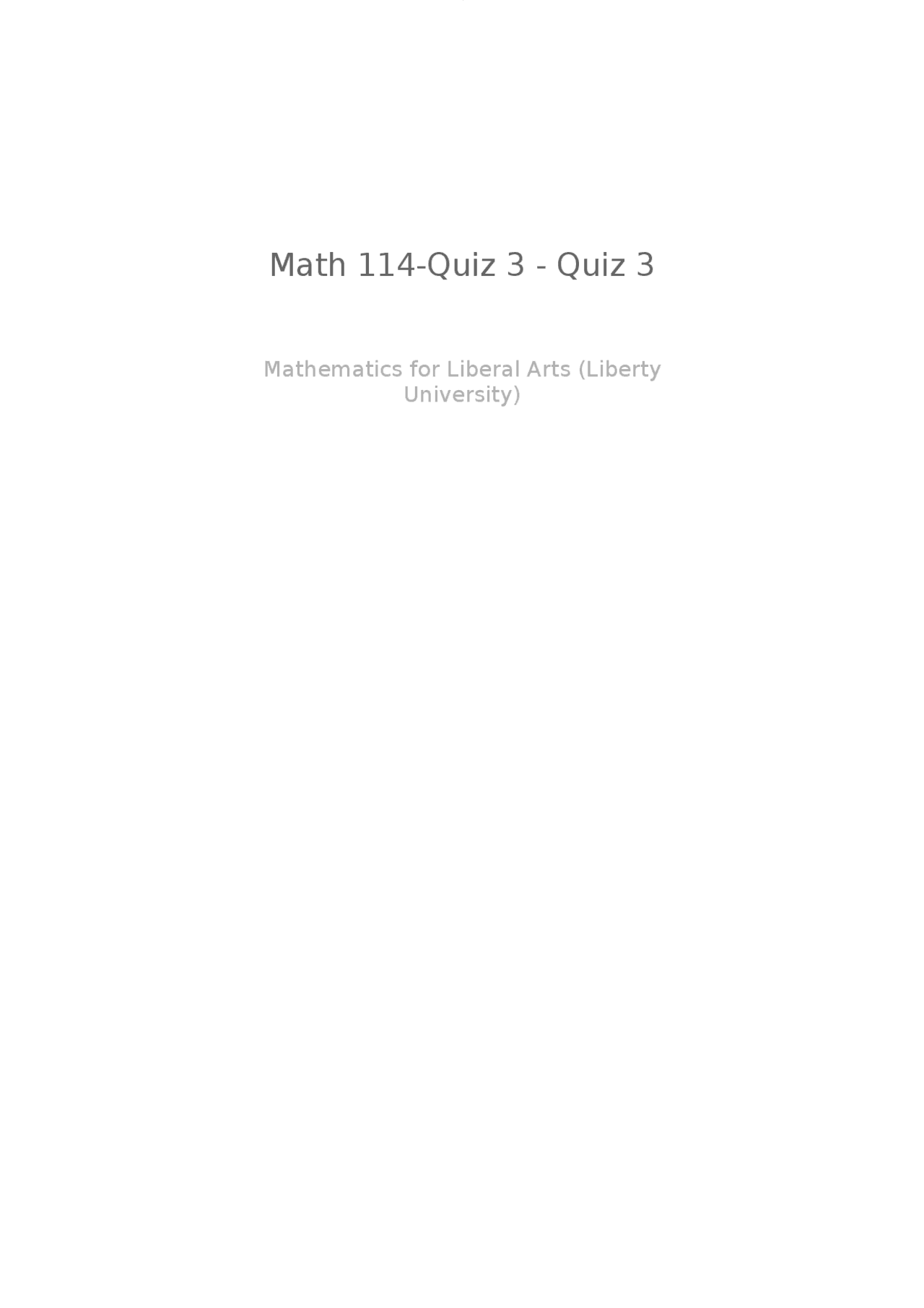 Math114quiz3quiz3 Quizzes Mathematics For Liberal Arts Docsity