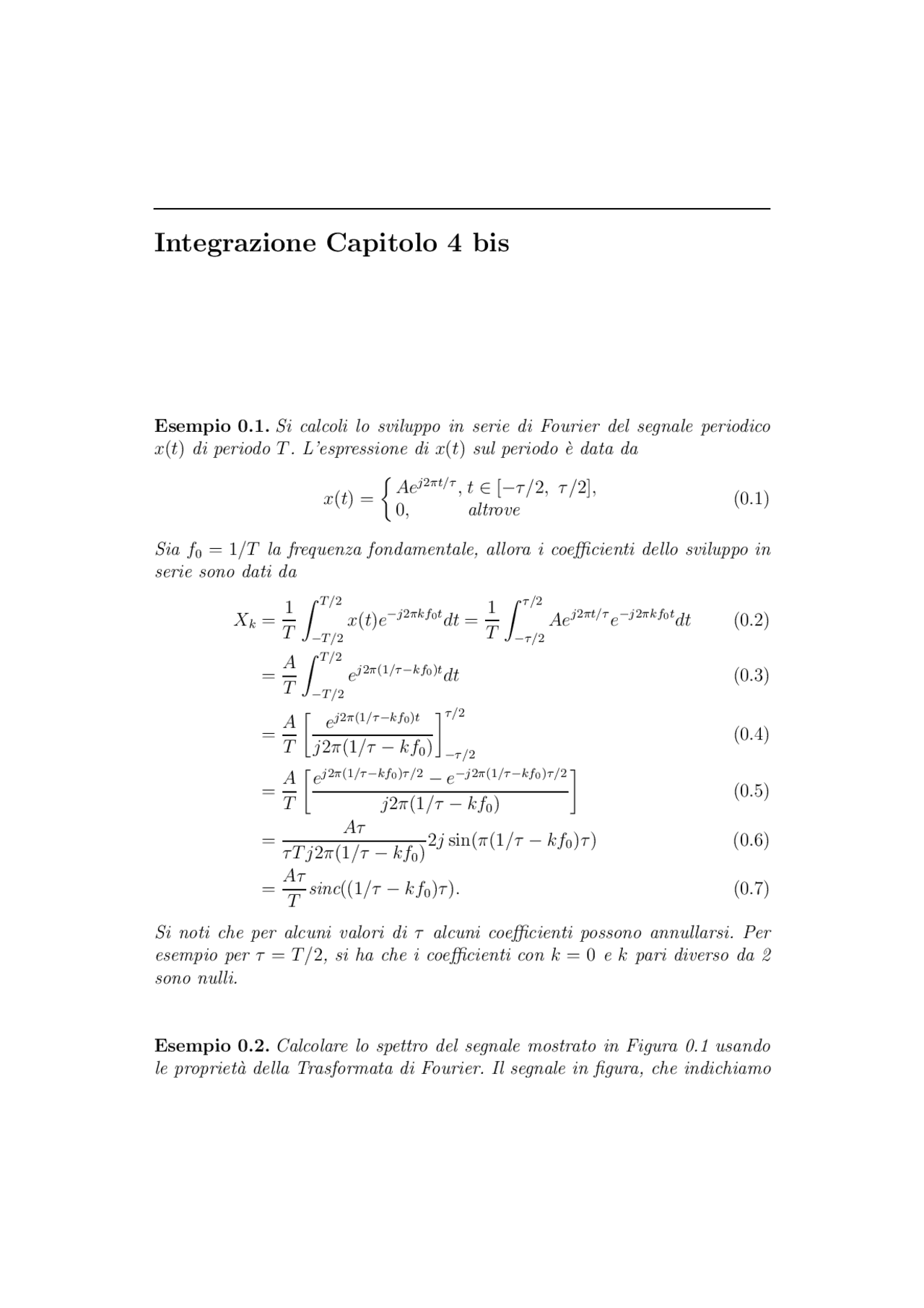 Esercitazione Fourier Esercizi Di Teoria Dei Segnali Docsity