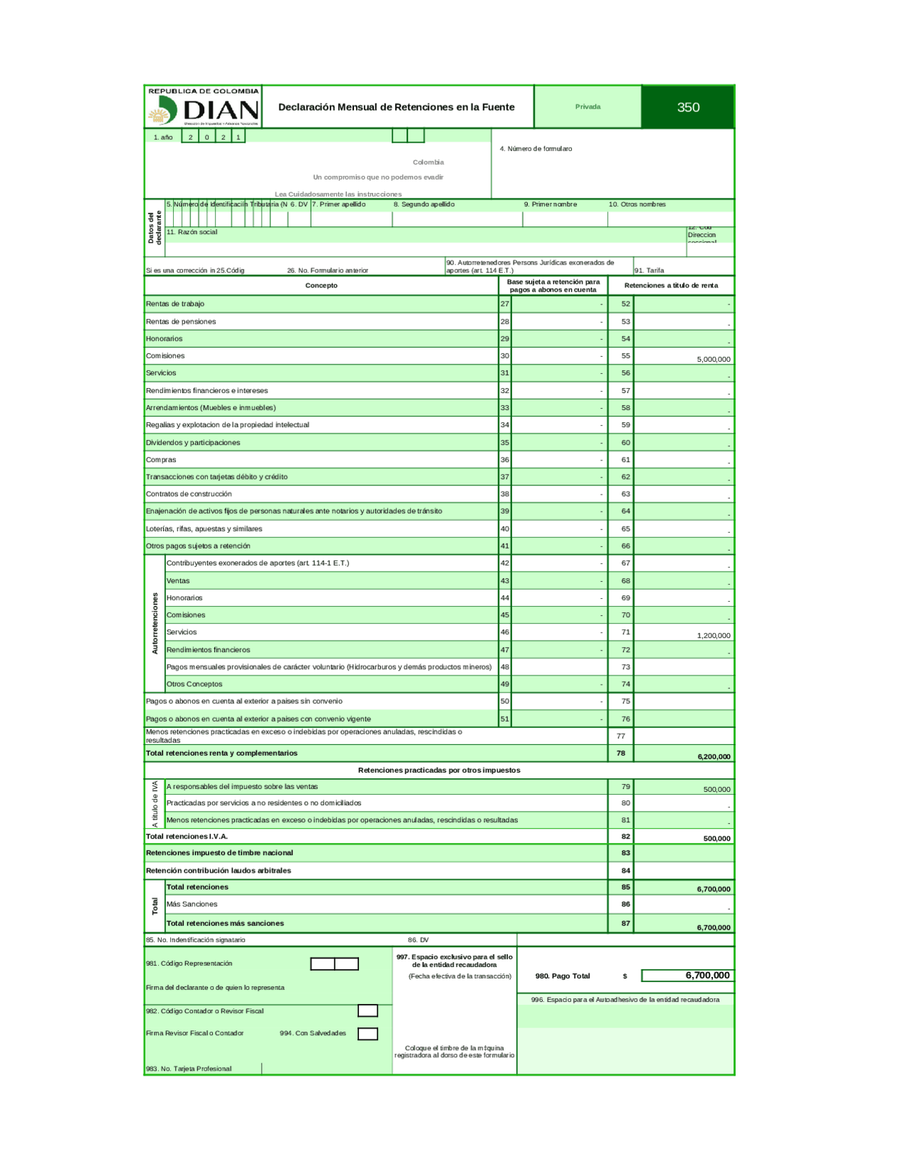 Formulario de retención en la fuente y su respectivo instructivo ...