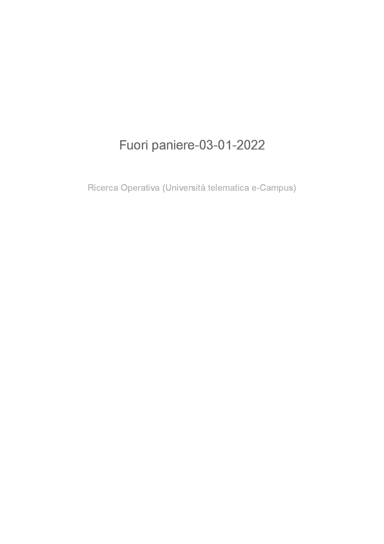 Fuori Paniere Ricerca Operativa Panieri Di Ricerca Operativa Docsity