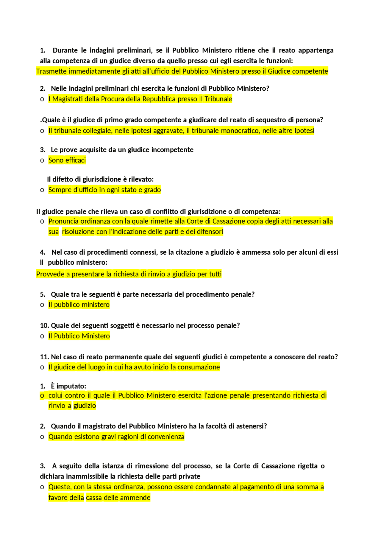 Risposte Al Paniere Sintetiche Panieri Di Diritto Processuale Penale