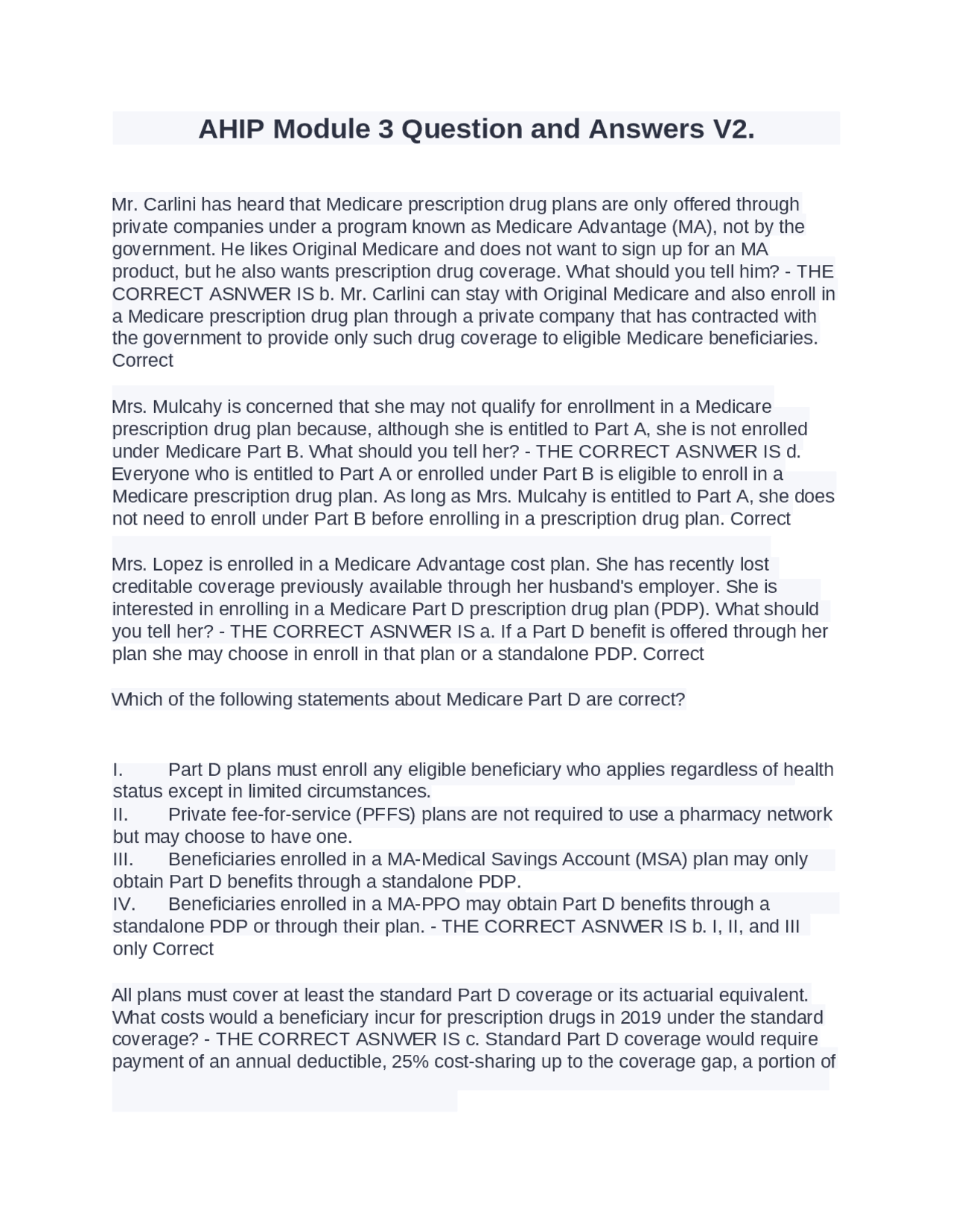 Ahip Module 3 Question And Answers V2 Exams Human Resource Management