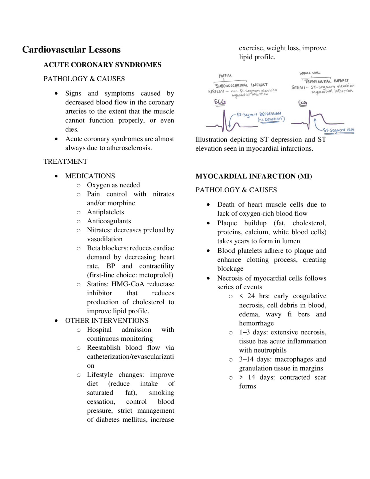 High Yield Noted On Cardiovascular Topic Lecture Notes Nursing Docsity