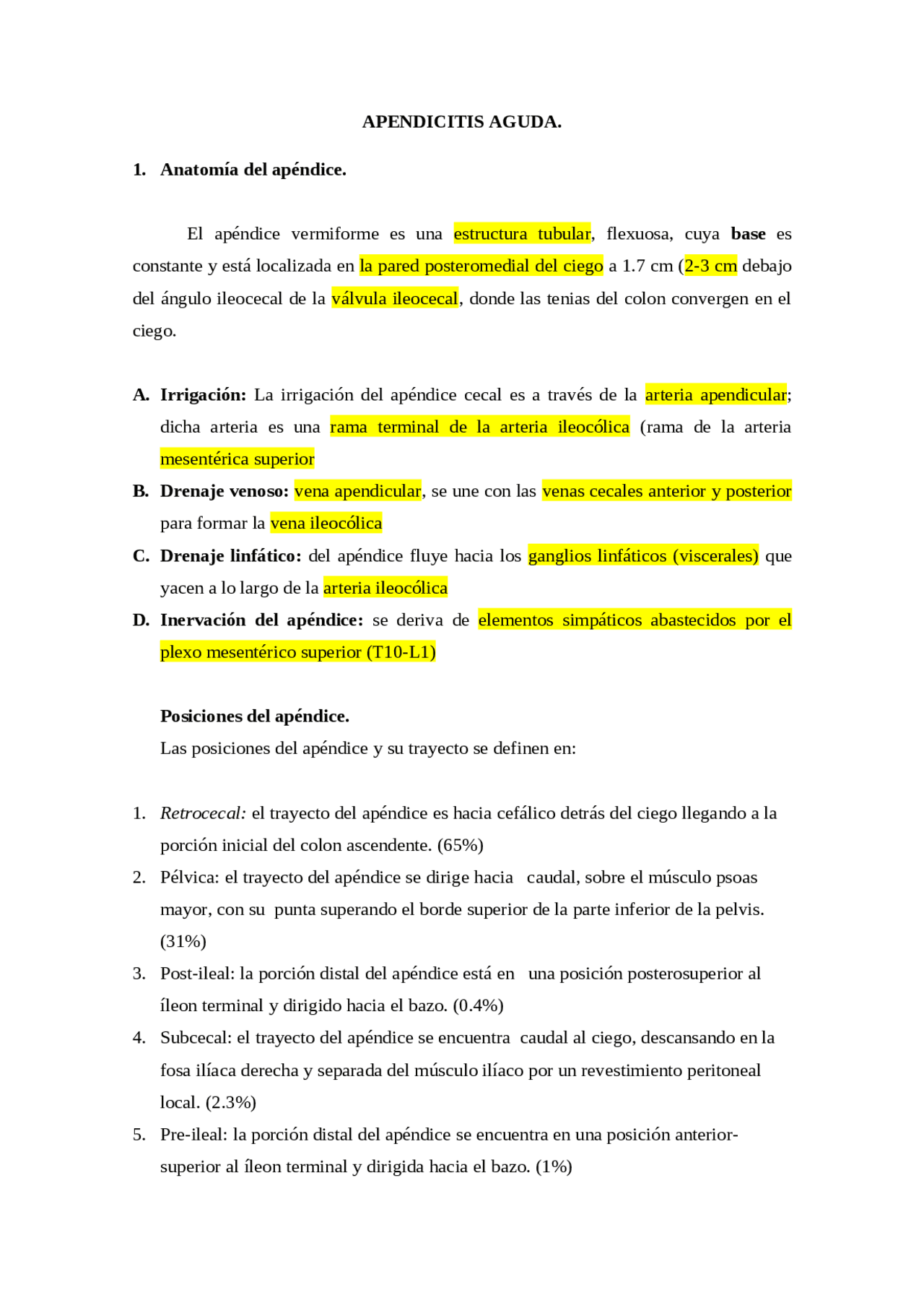Apéndice Apendicitis Aguda Appunti Di Chirurgia Generale Docsity
