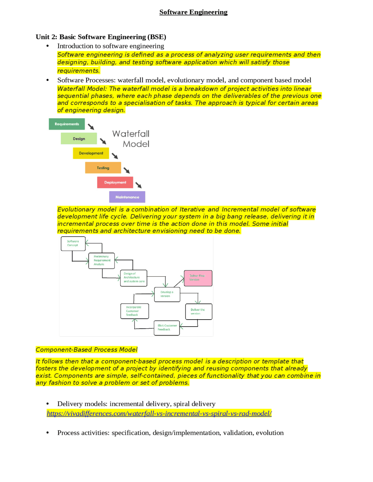Software Engineering: Processes, Models, and Delivery | Cheat Sheet ...