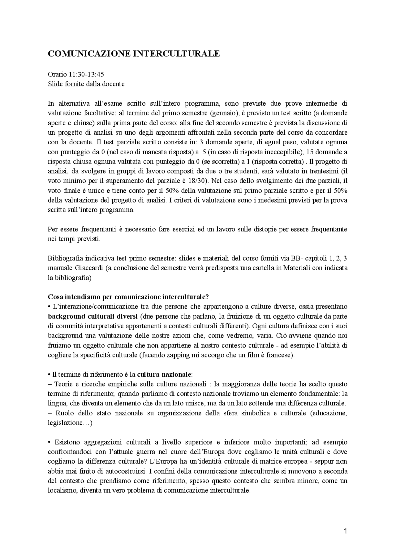 Appunti Completi Integrati Con Slide Di Comunicazione Interculturale