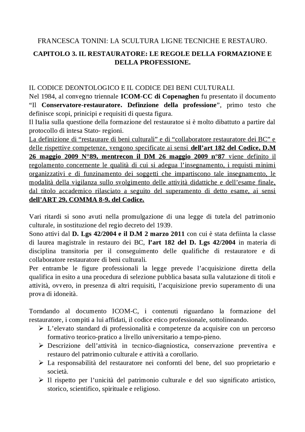 La scultura lignea tecniche e restauro. Francesca Tonini. | Sintesi del ...
