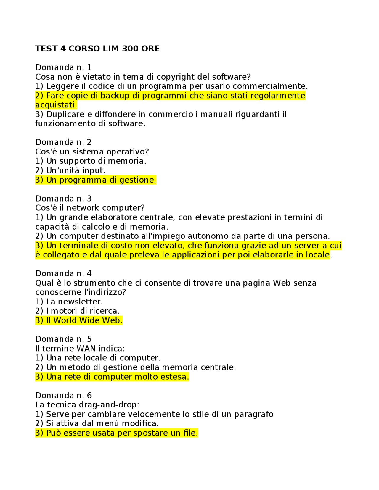 Lim 300 Ore Test 3 Salvemini Panieri Di Elementi Di Informatica