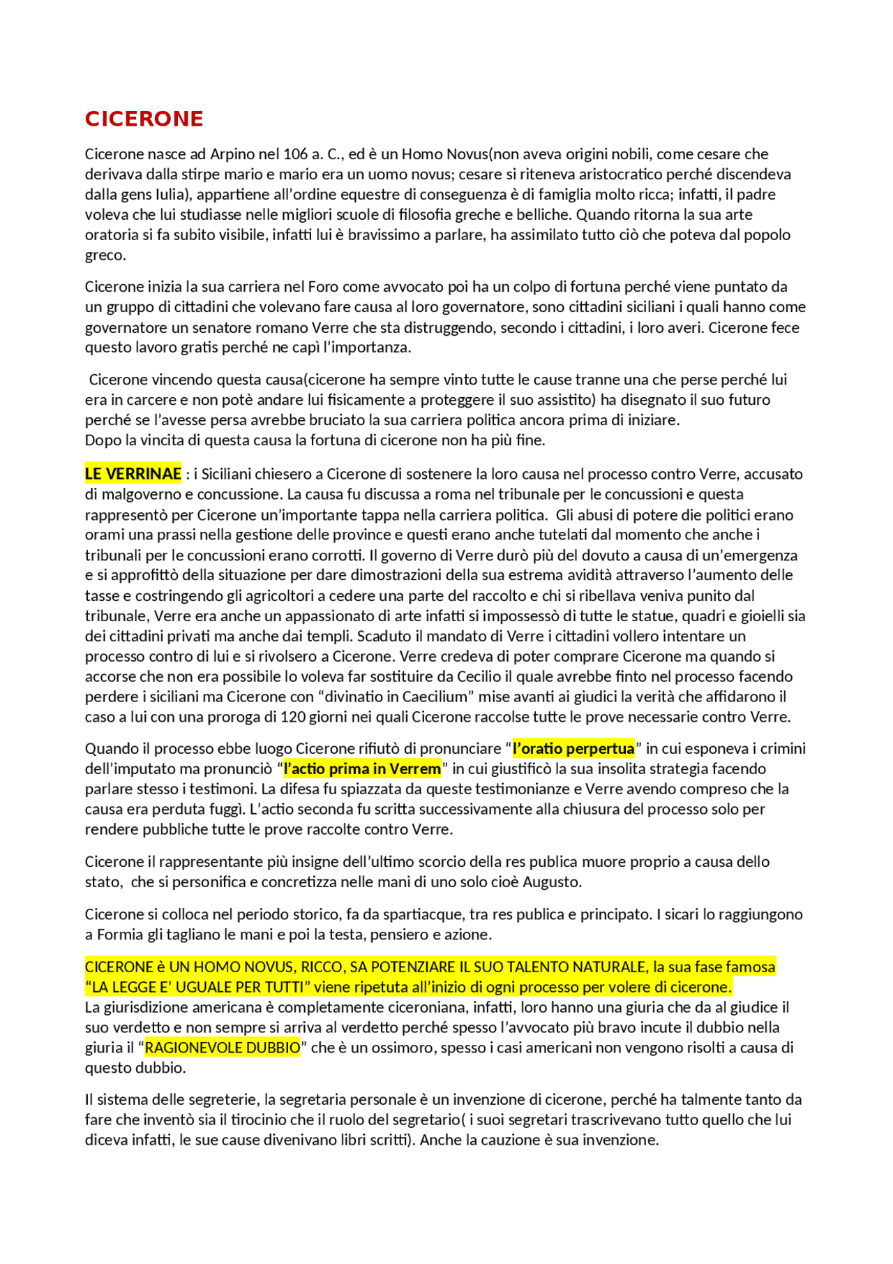 Cicerone Vita E Opere Lectures De Latin Docsity
