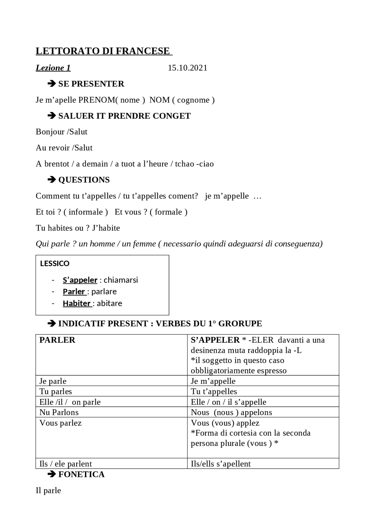 Lettorato Di Lingua Francese Schemi E Mappe Concettuali Di Lingua