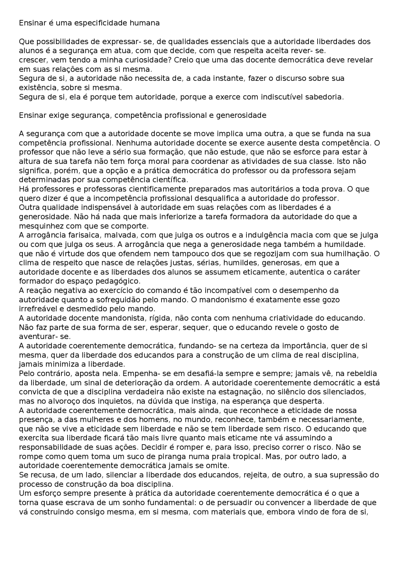 Resumo do livro pedagogia do Paulo freire | Esquemas Sociologia da ...