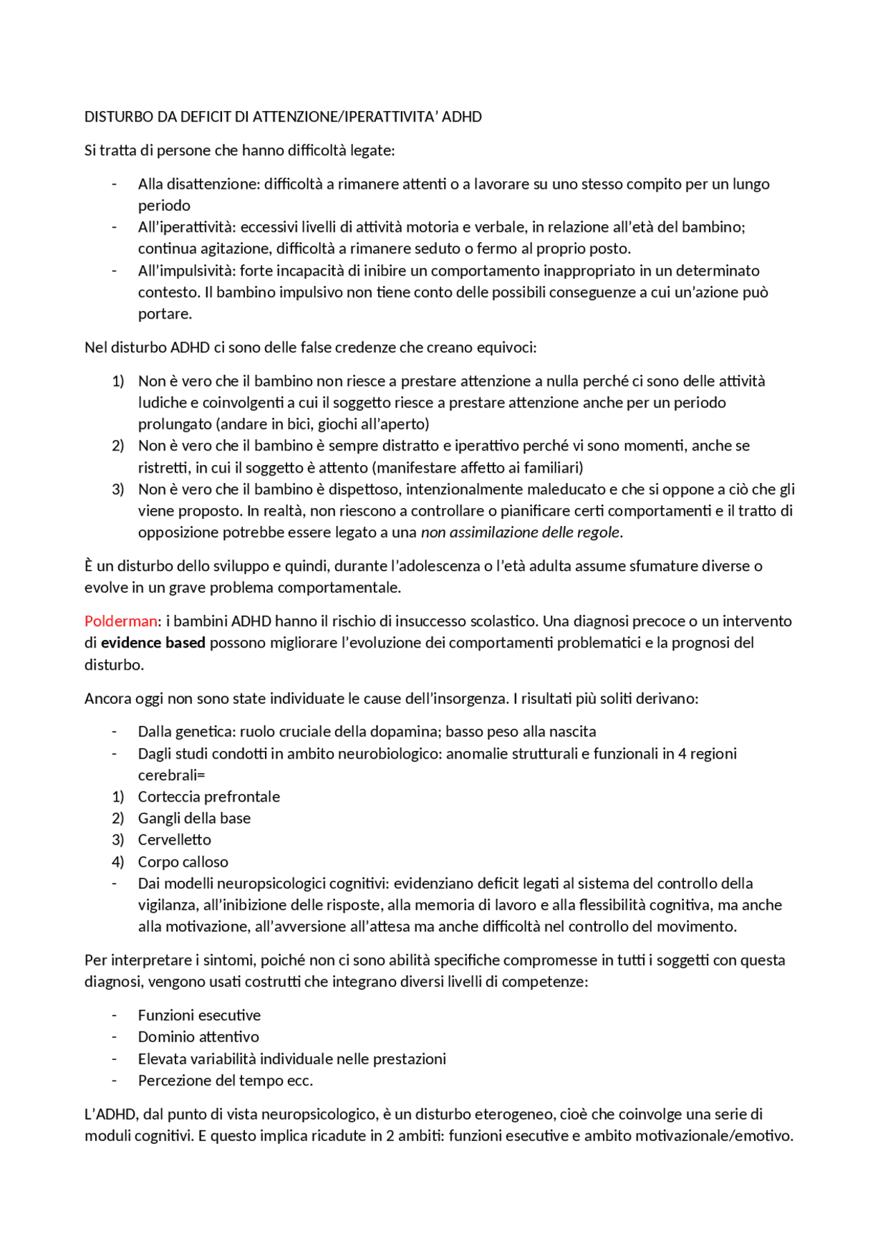 DISTURBO DA DEFICIT DI ATTENZIONE/IPERATTIVITA’ ADHD | Schemi e mappe ...
