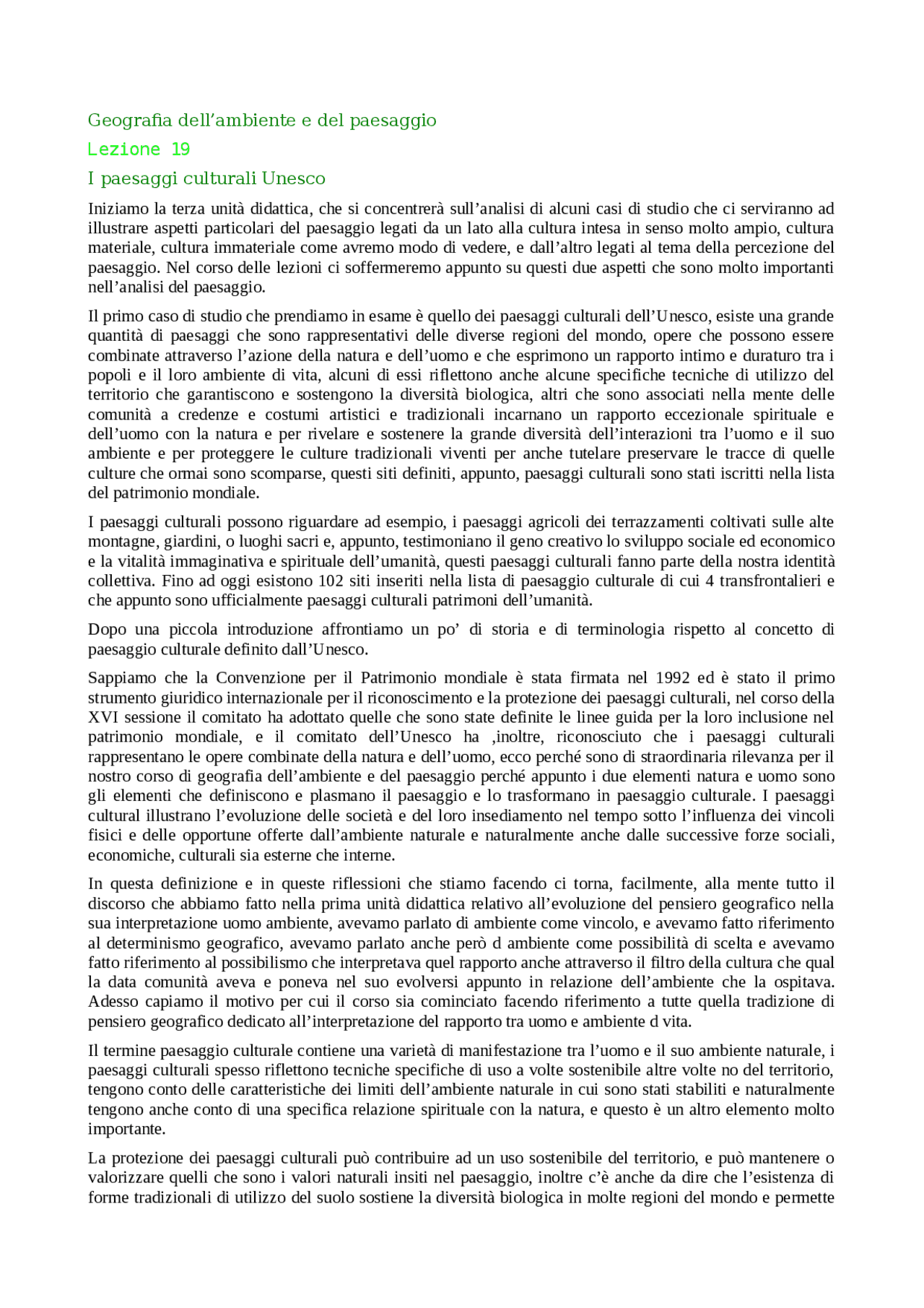 Geografia Del Ambiente E Del Paesaggio Lezione 19 Schemi E Mappe