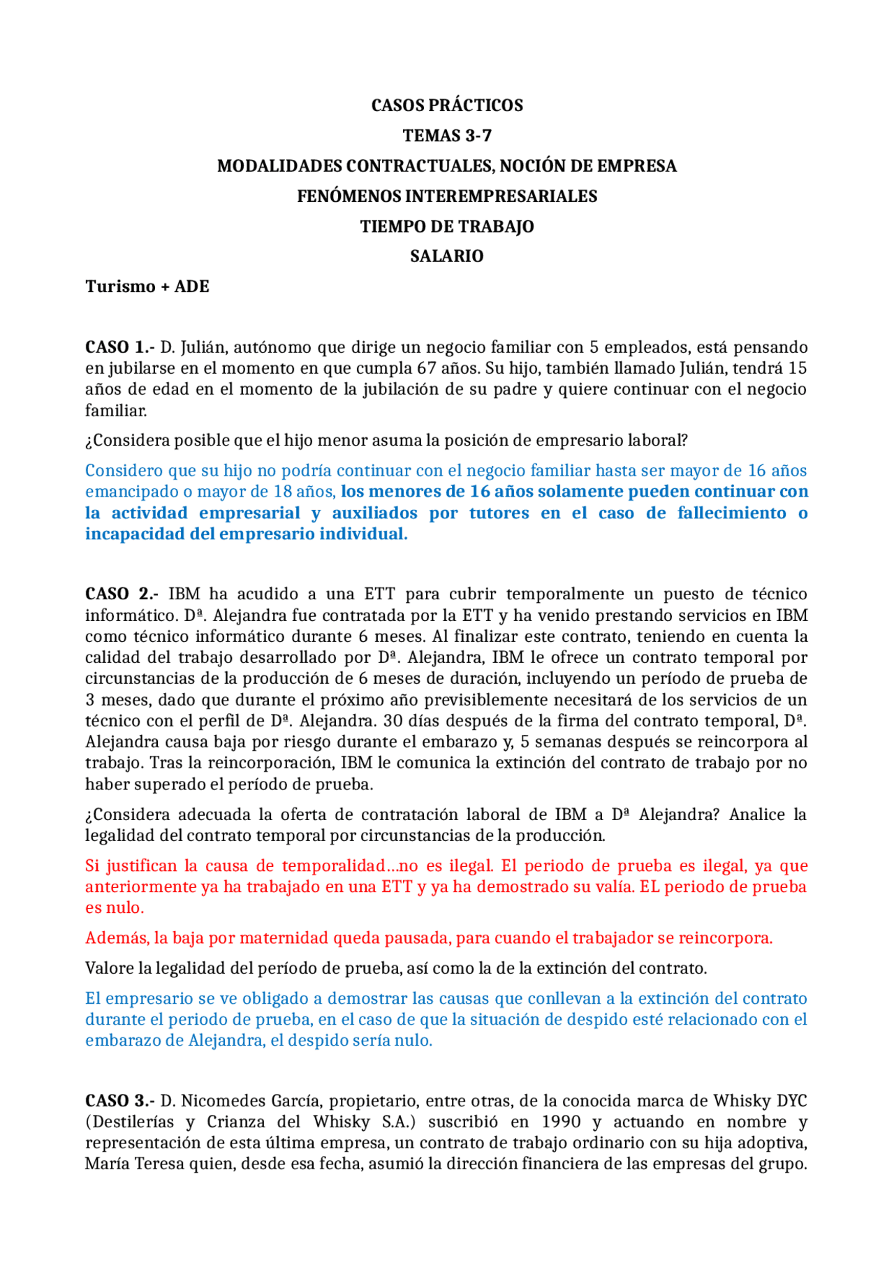 Caso Práctico 3 Con Soluciones Ejercicios De Derecho Docsity