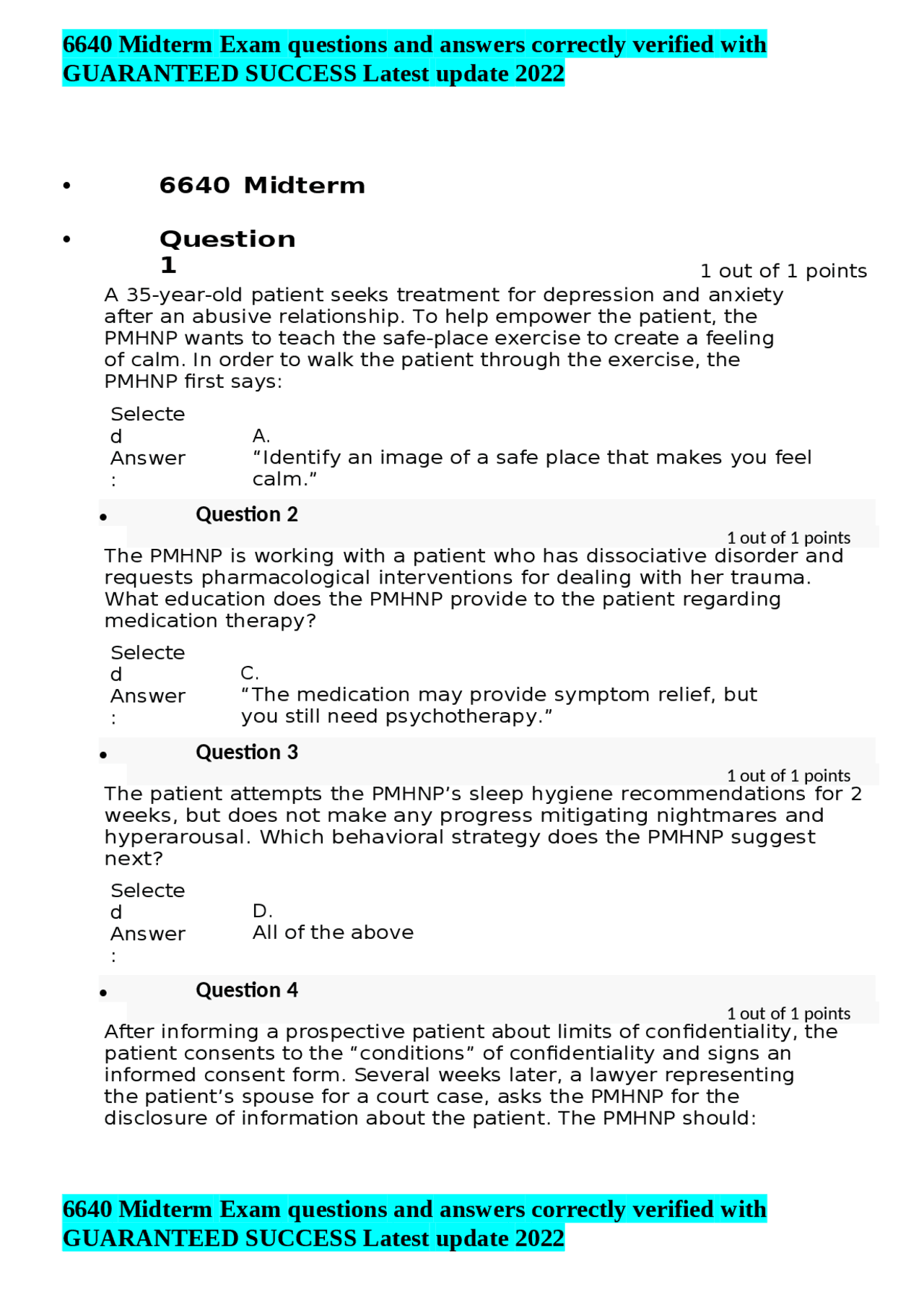 6640 Midterm Exam Latest update 2022/2023 questions and answers ...