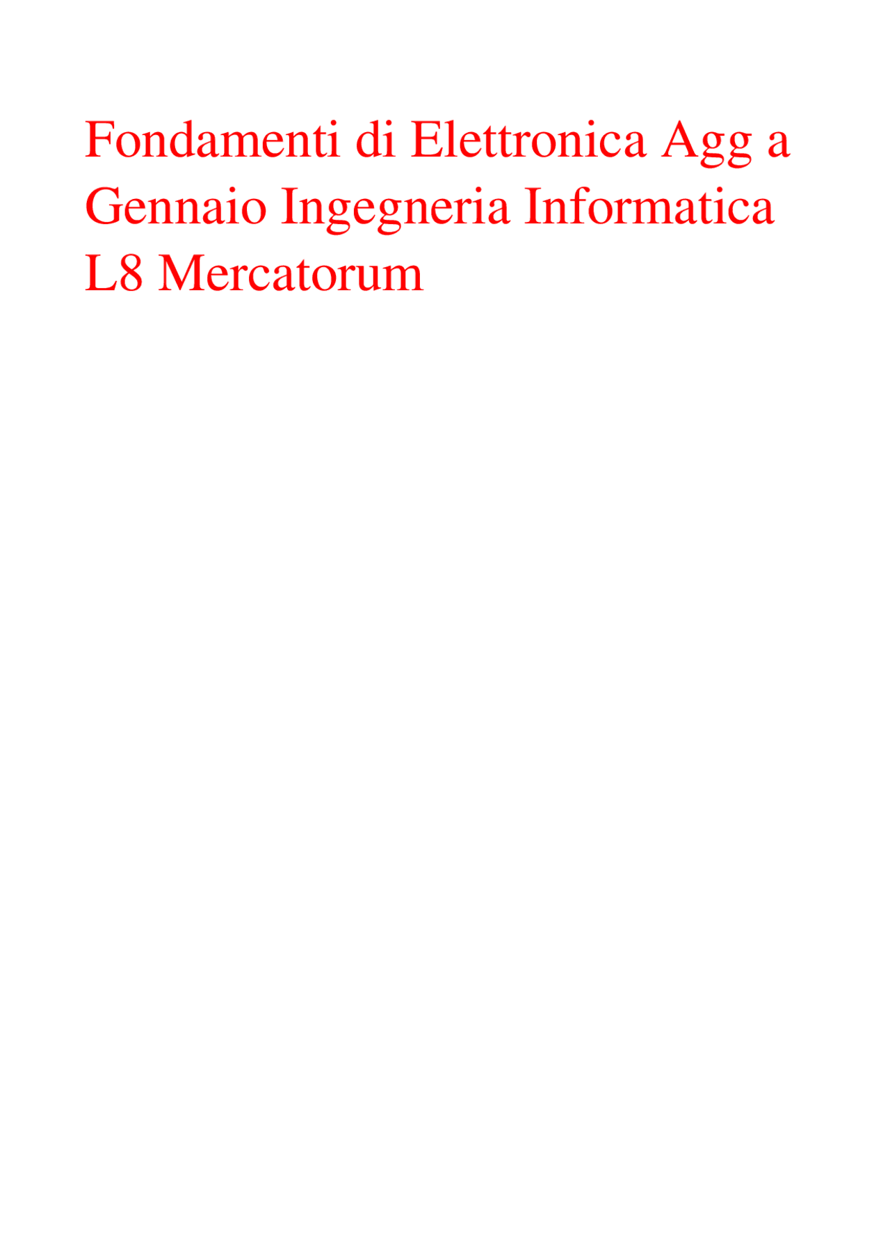 Fondamenti Di Elettronica Agg A Gennaio Ingegneria Informatica L8