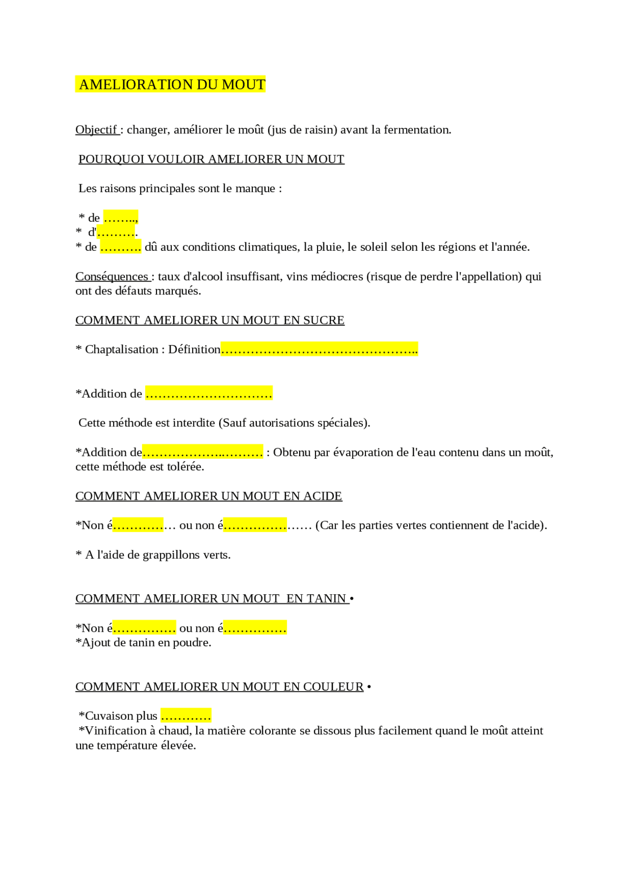 Fiche explicative sur different sujets | Notes Français | Docsity