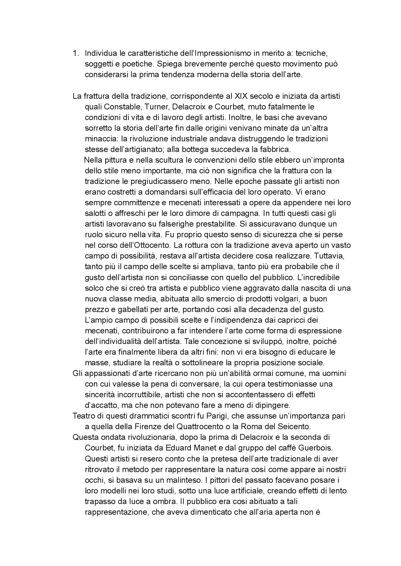 Impressionismo E Puntinismo Schemi E Mappe Concettuali Di Elementi Di