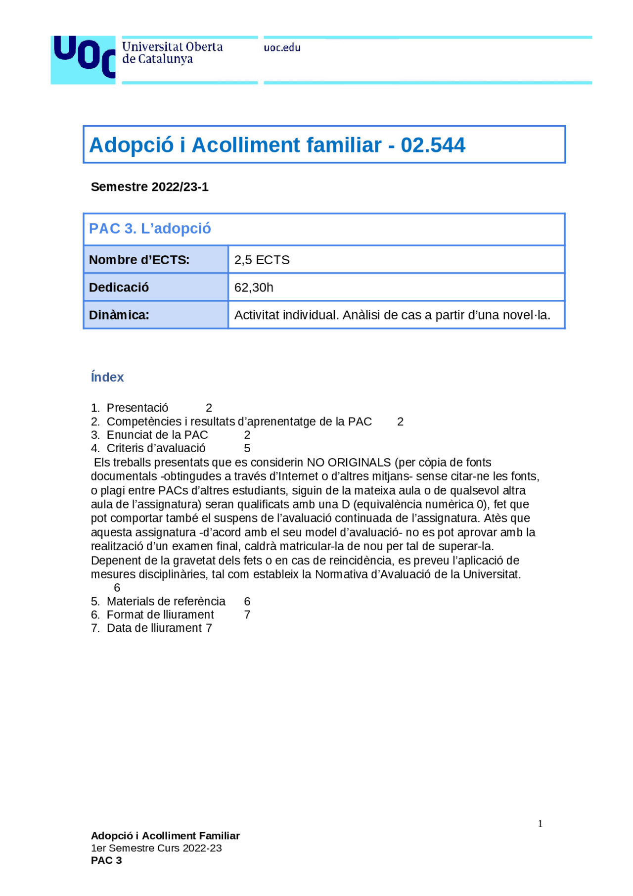Pac 3 Adopció I Acolliment Ejercicios De Educación Avanzada Docsity