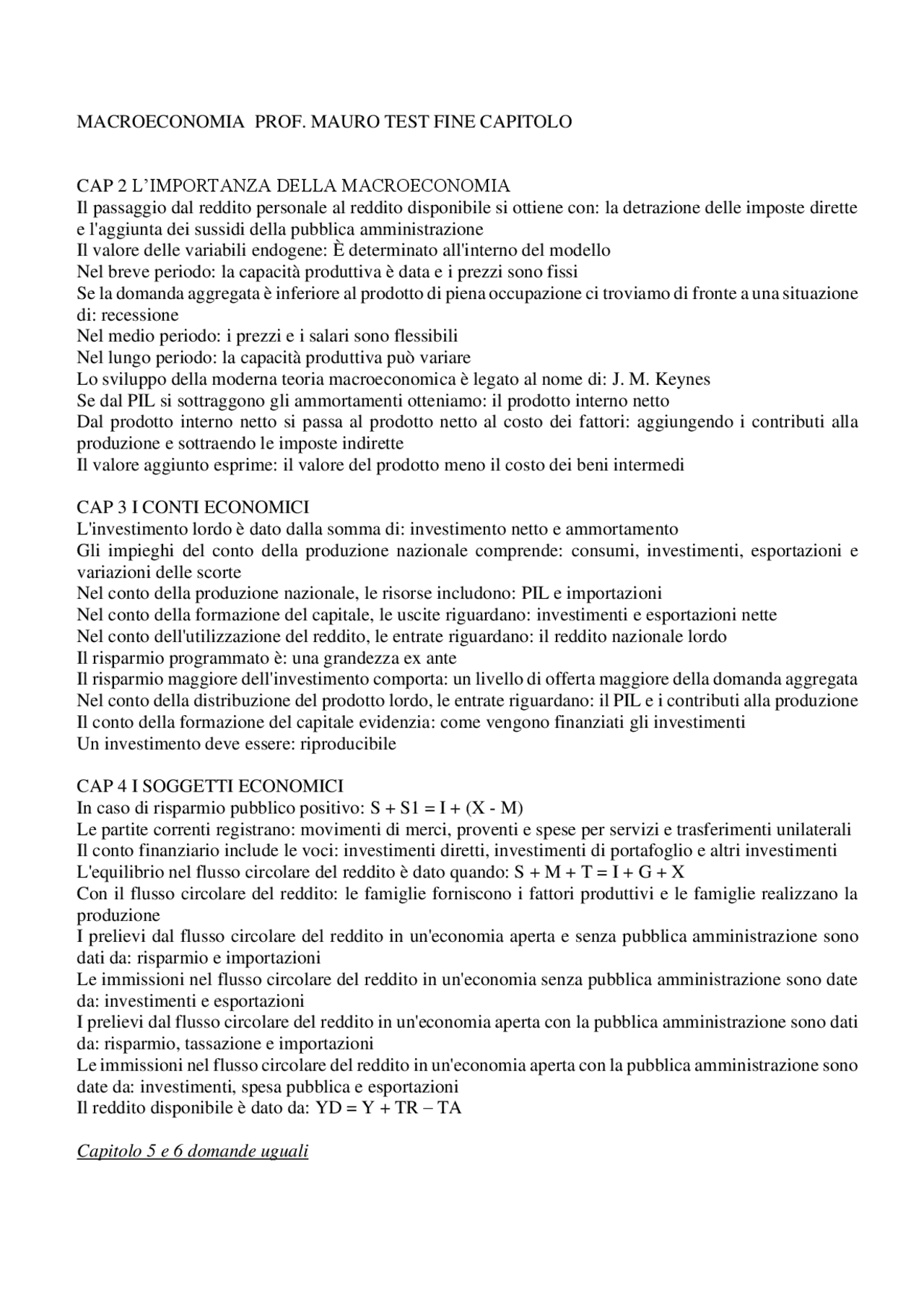 Macroeconomia Profmauro Agg A Gennaio L 36 Mercatorum Prove Desame