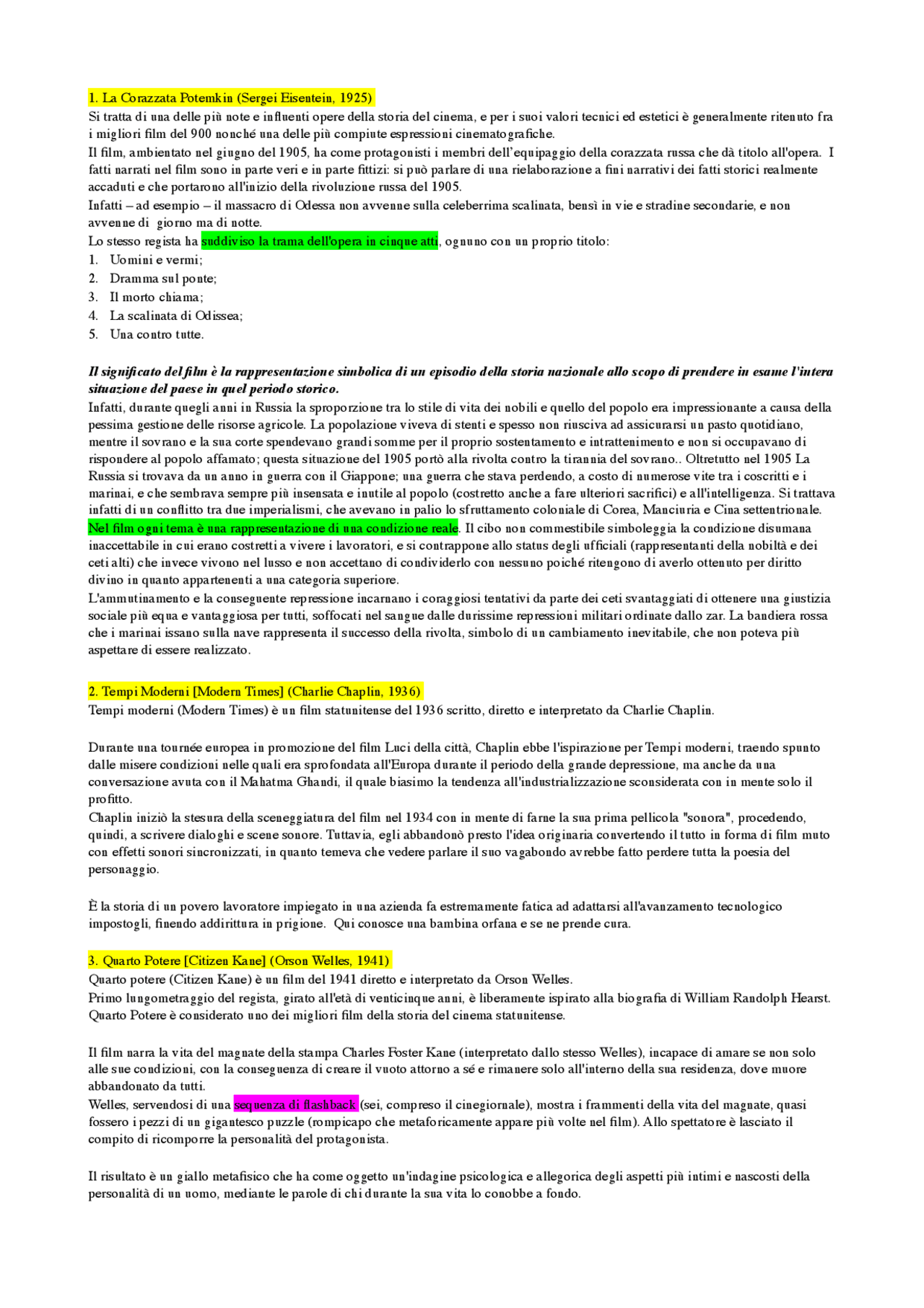 Visione film per esame cinema | Schemi e mappe concettuali di Storia ...