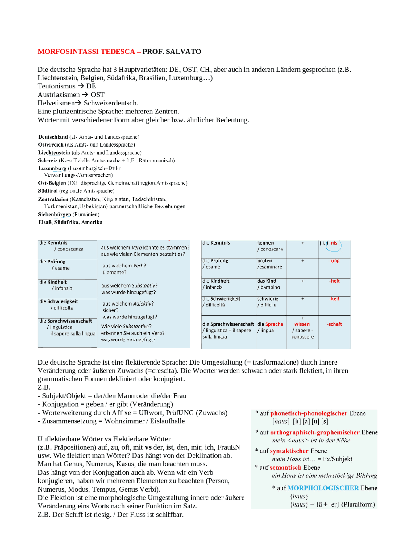 Morfosintassi tedesca | Appunti di Morfologia e Sintassi | Docsity