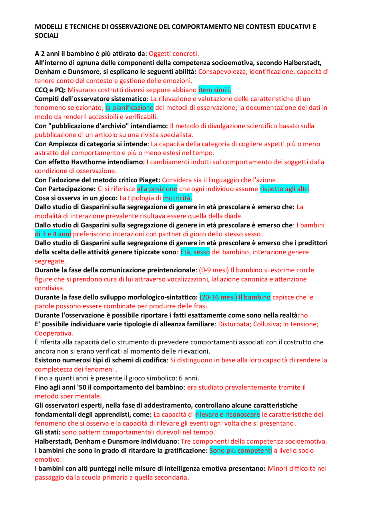 Modelli E Tecniche Di Osservazione Del Comportamento Nei Contesti