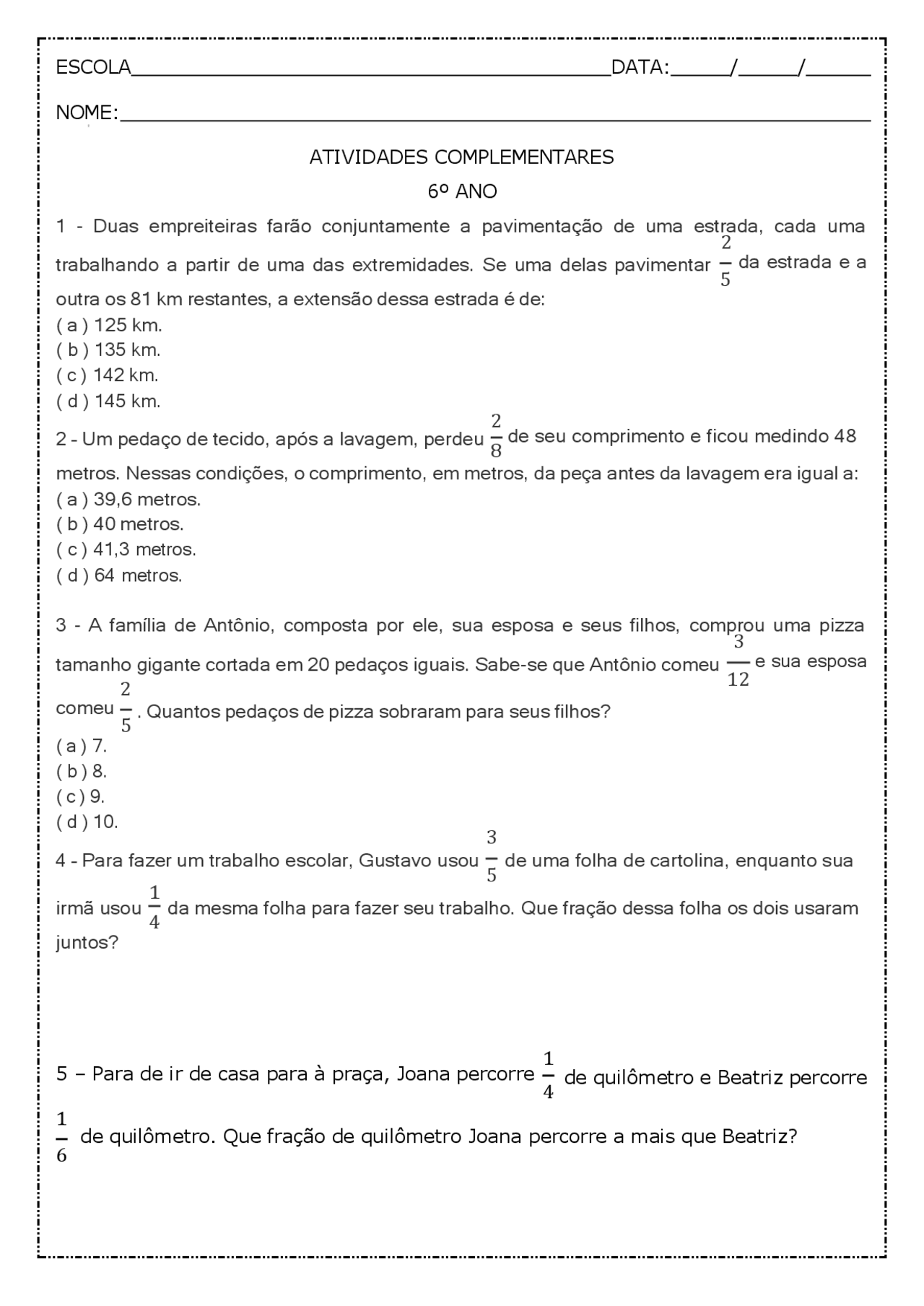 Mathematical Problems in Portuguese Language | Exams Portuguese | Docsity