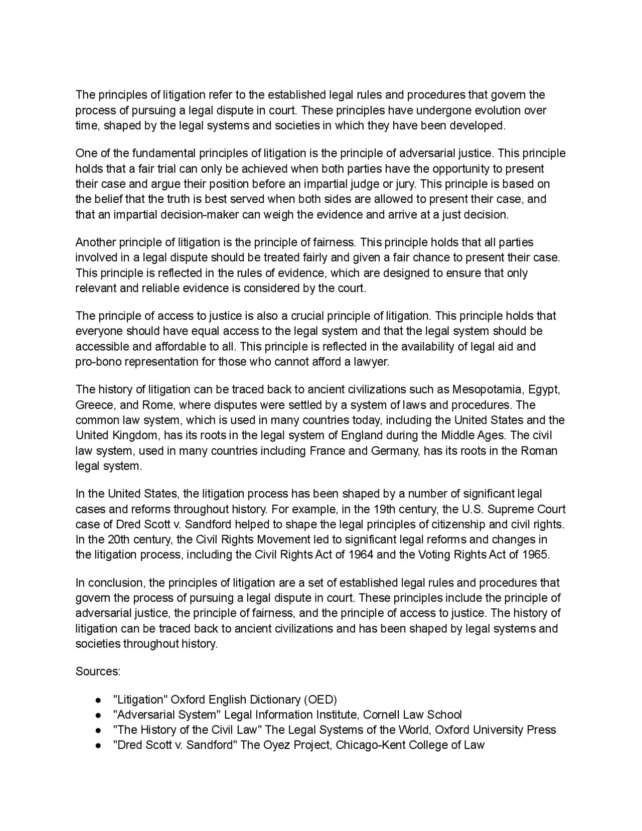 The Principles of Litigation | Essays (high school) Law | Docsity