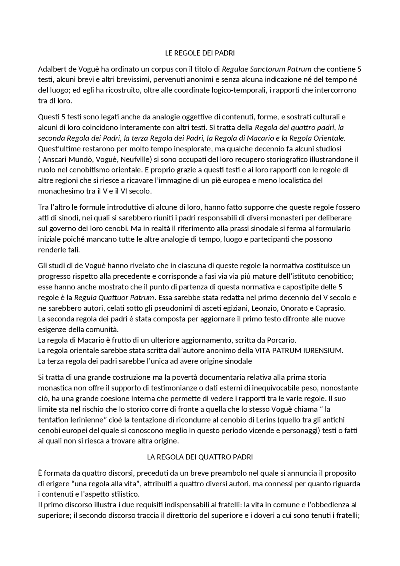 Riassunto Le Regole Dei Padri Schemi E Mappe Concettuali Di Storia