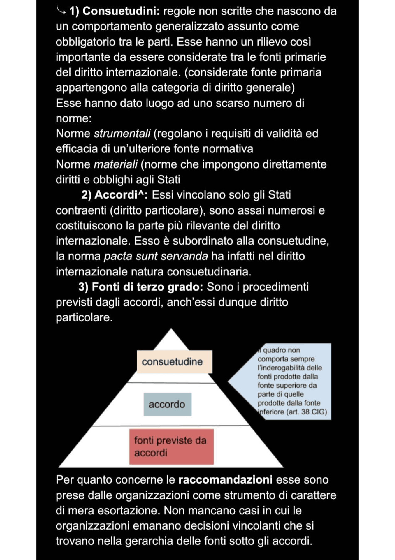 Sistema gerarchico fonti | Schemi e mappe concettuali di Diritto Internazionale | Docsity