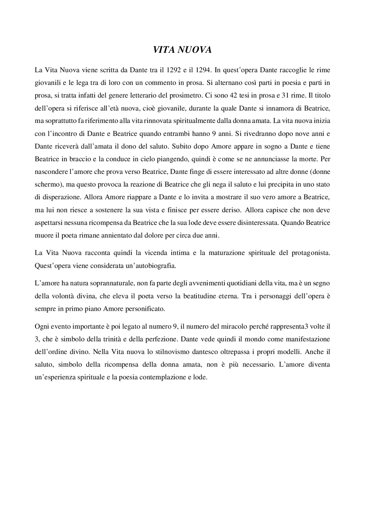 Riassunto vita nuova dante | Schemi e mappe concettuali di Italiano ...