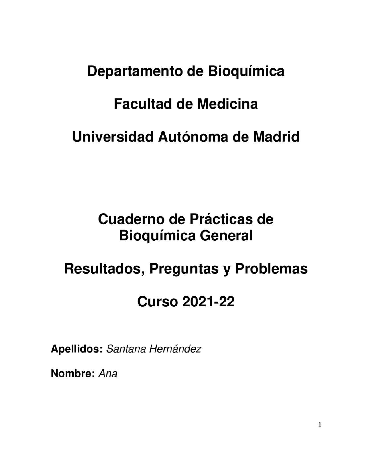 Cuaderno De Prácticas Ejercicios De Bioquímica Docsity