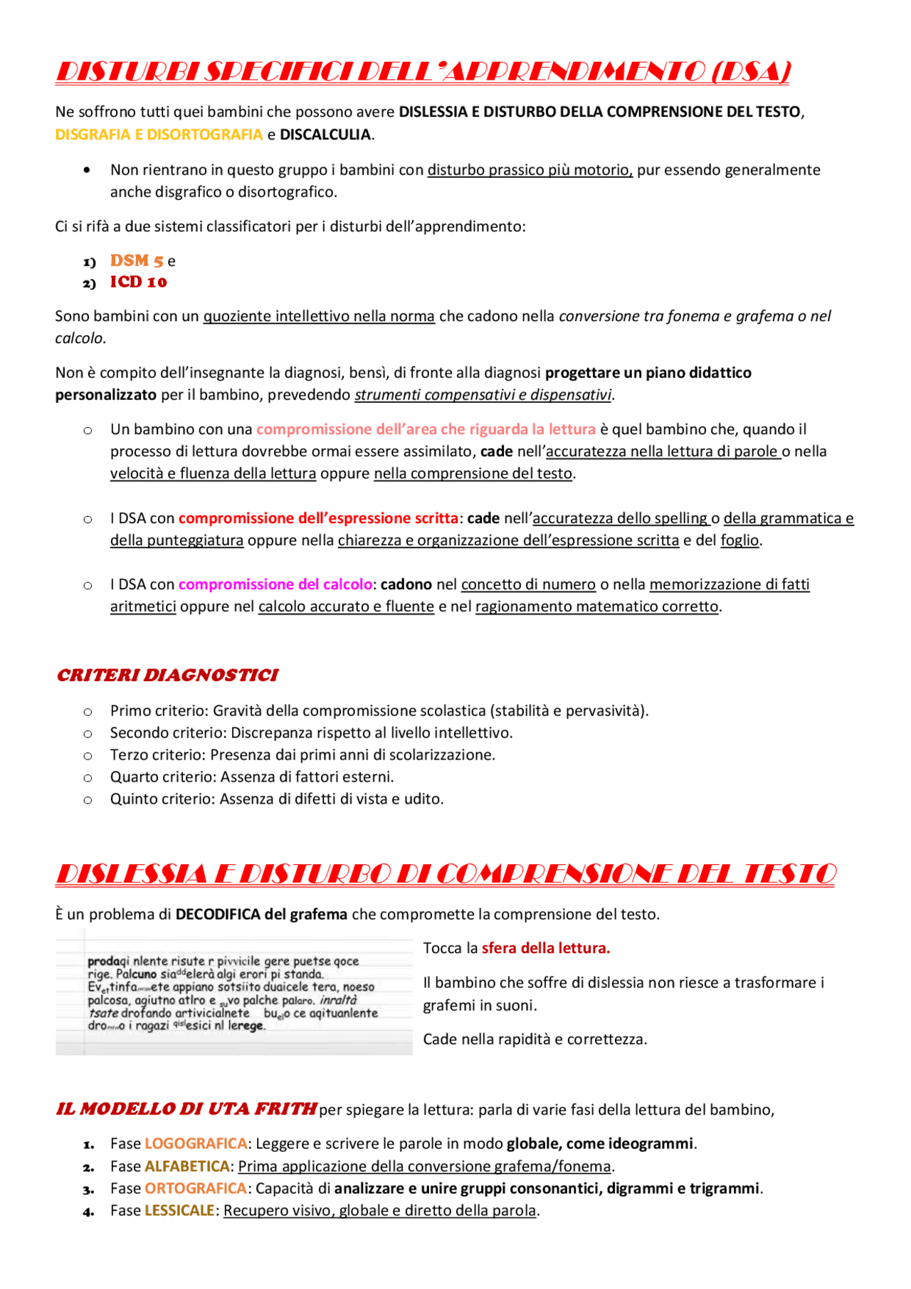Dsa Disturbi Specifici Dellapprendimento Appunti Di Didattica