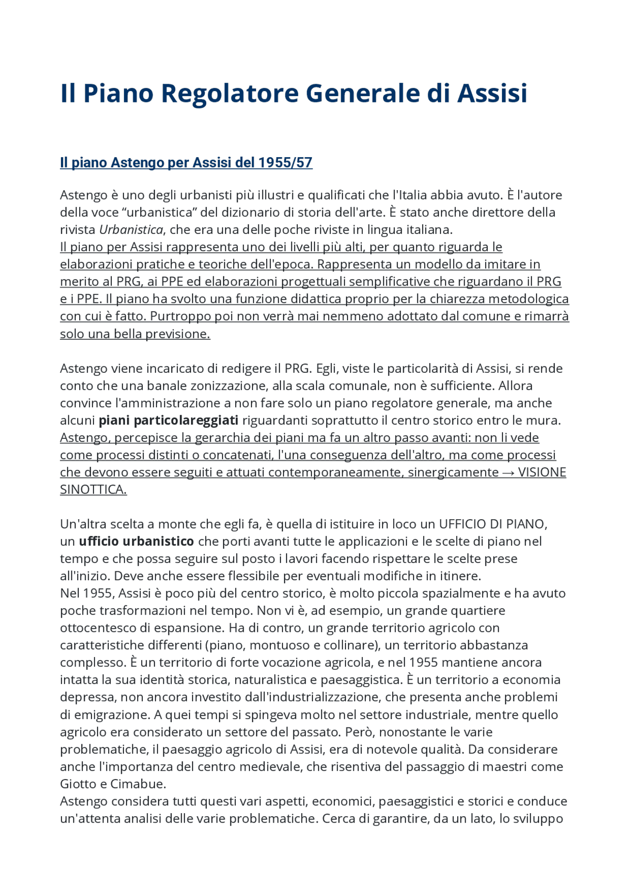 Il Piano Regolatore Generale Di Assisi Appunti Di Urbanistica Docsity